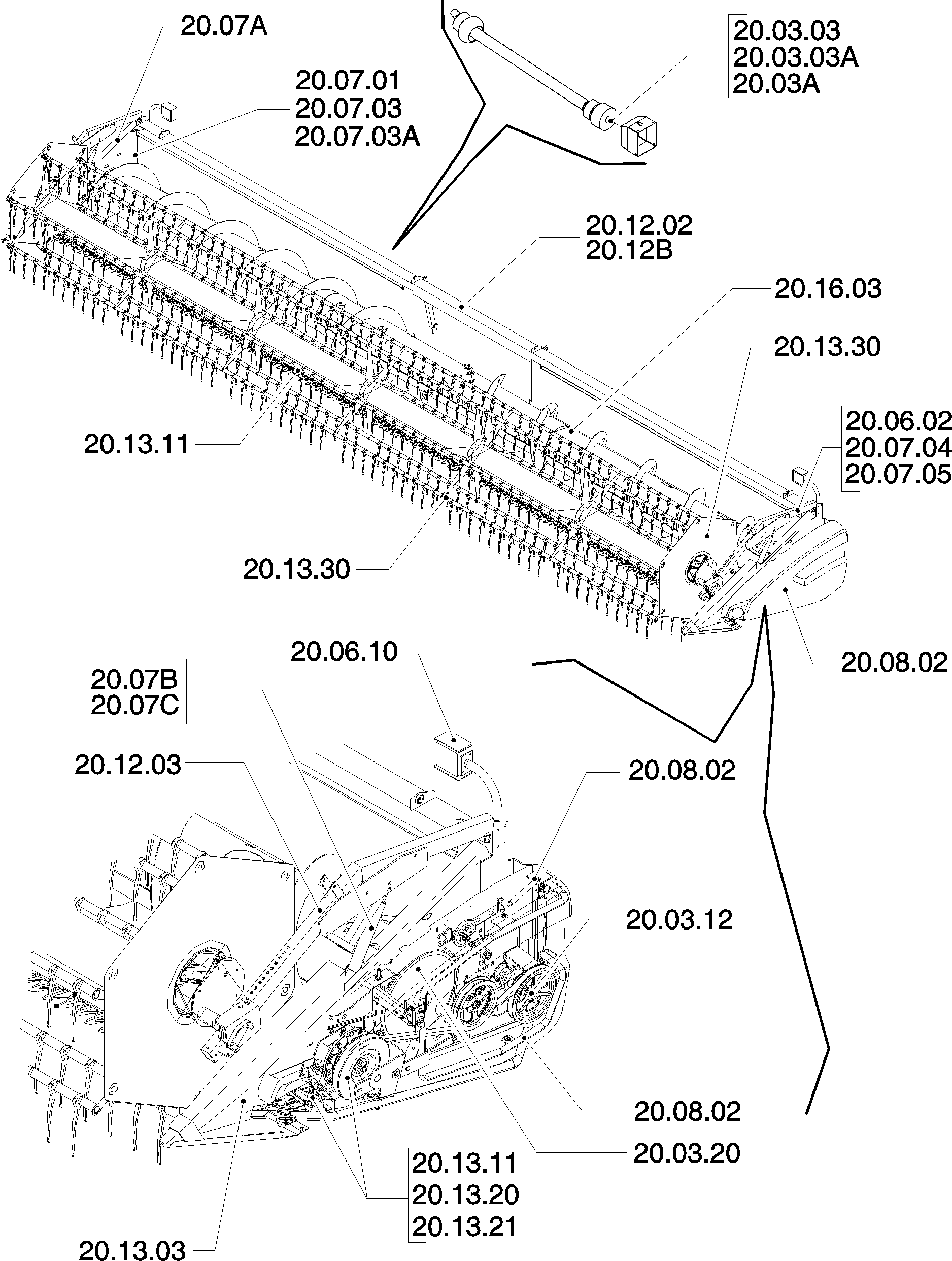 New Holland 74C - 35F GRAIN HEAD (BR) 01/05 09/10 Parts Diagrams