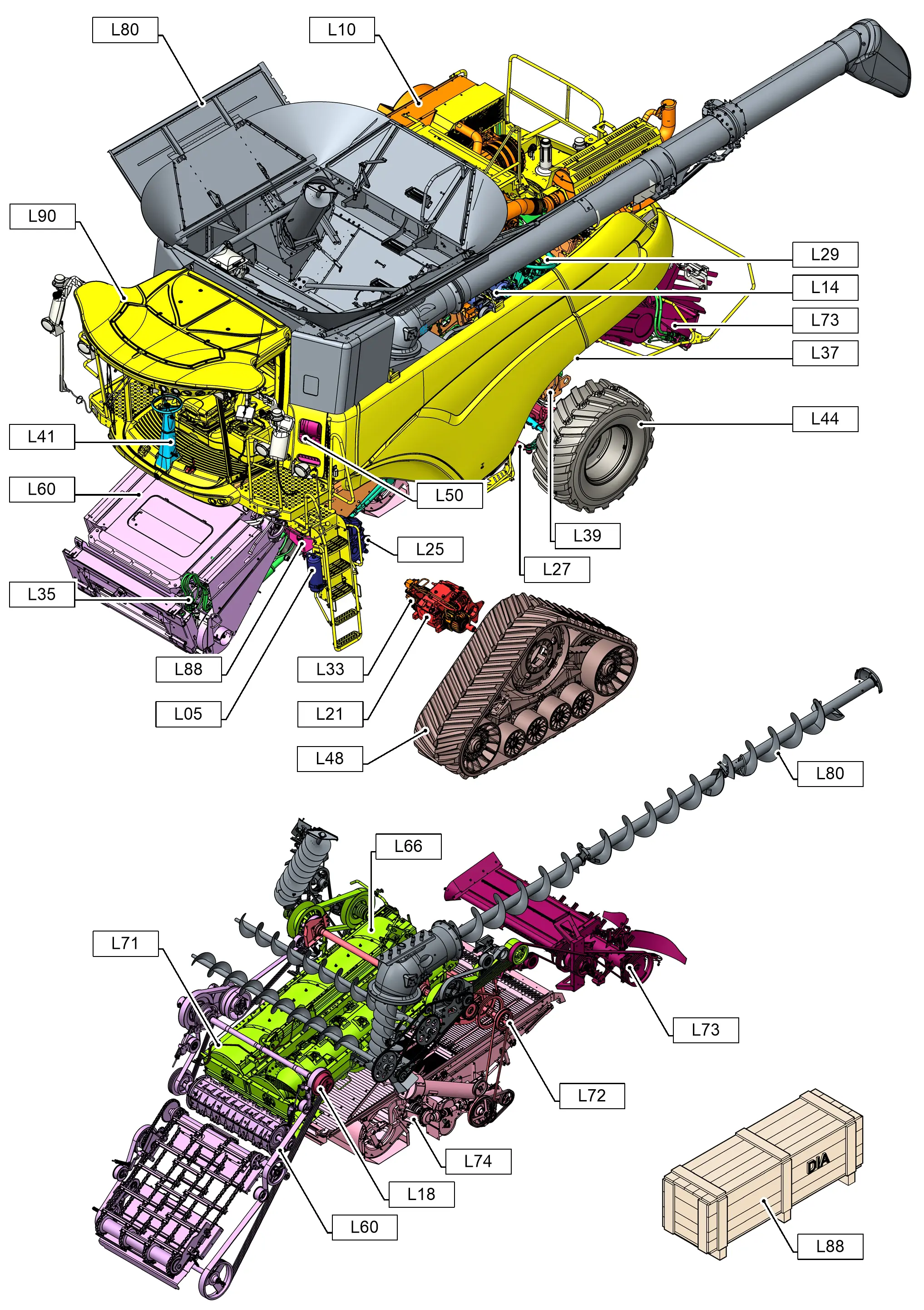 New Holland CR10.90 TRA5 OPTICLEAN ROTARY COMBINE 09/23 Parts Diagrams