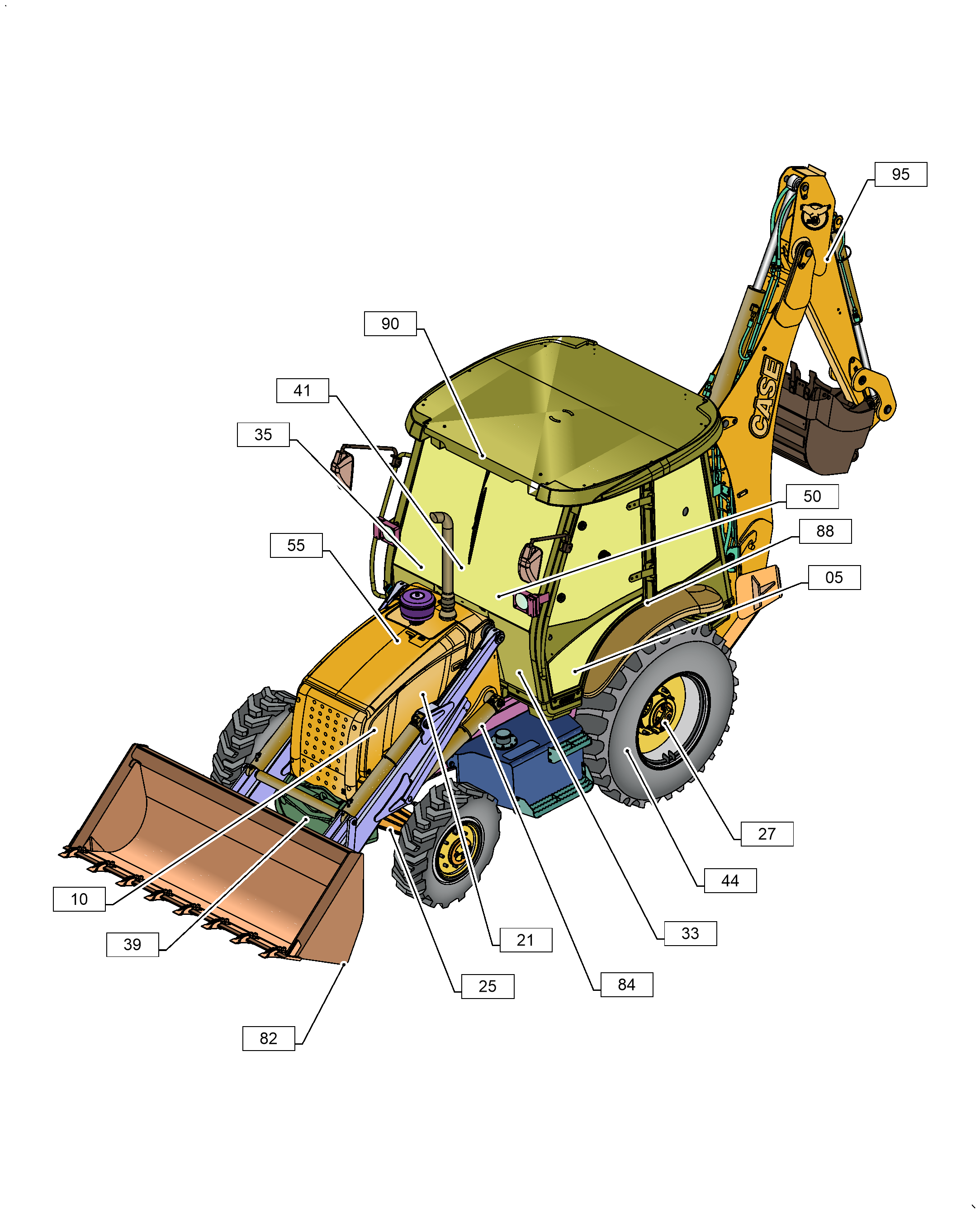 New Holland B75D BACKHOE LOADER - TIER 4B 04/21 Parts Diagrams