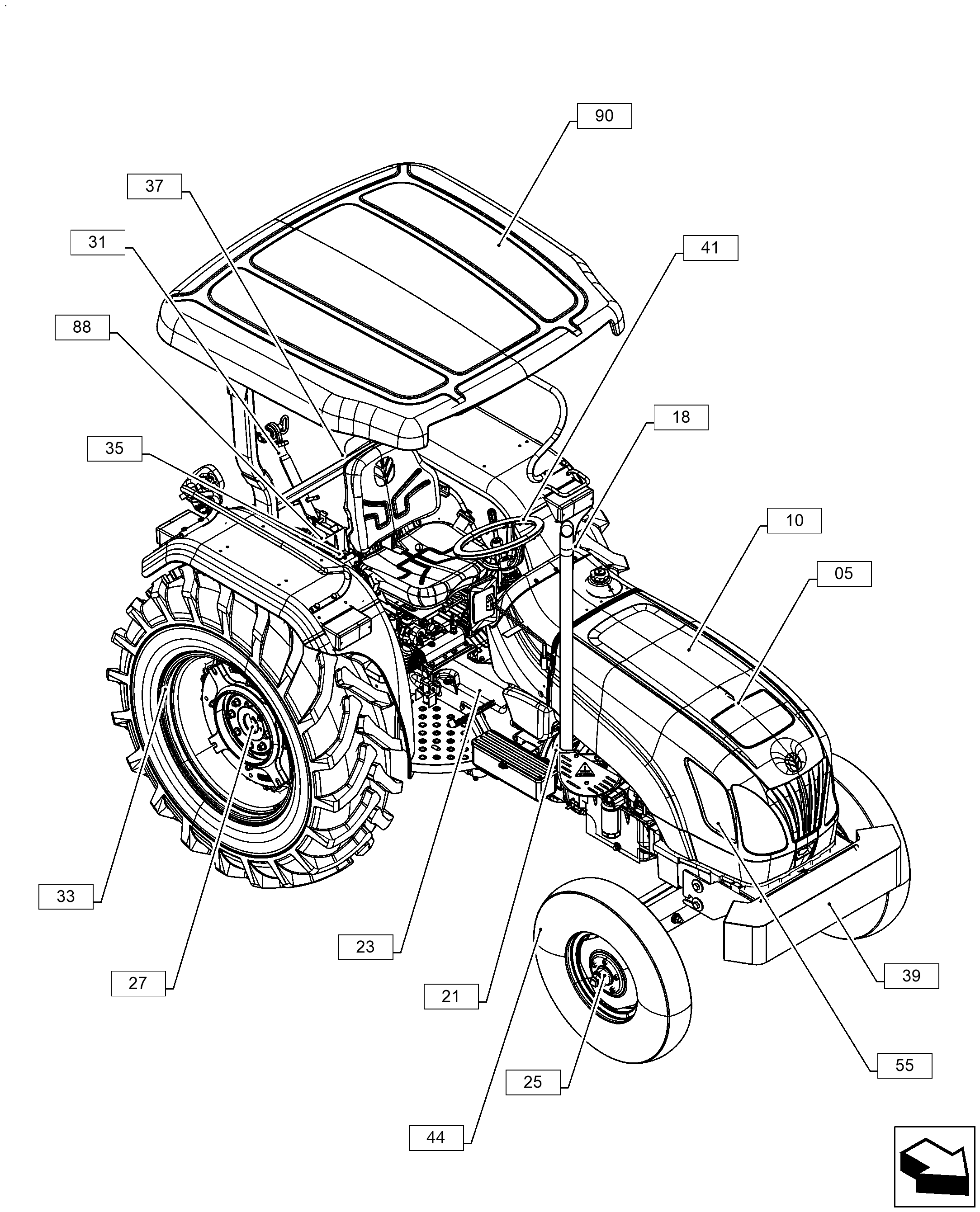 New Holland TT3.45 TRACTOR - 4WD - TREM 3A 01/20 Parts Diagrams