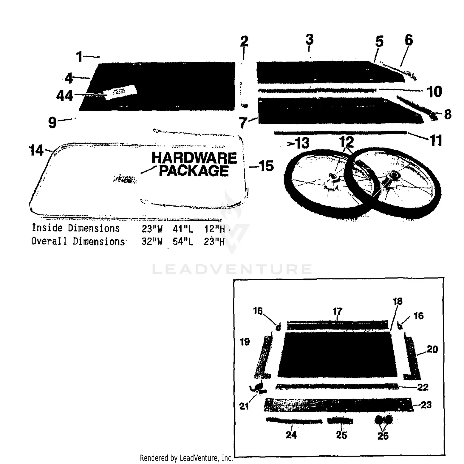 Troy-Bilt C-20 CART 5 BUSHEL DUMP FRONT Parts Diagrams