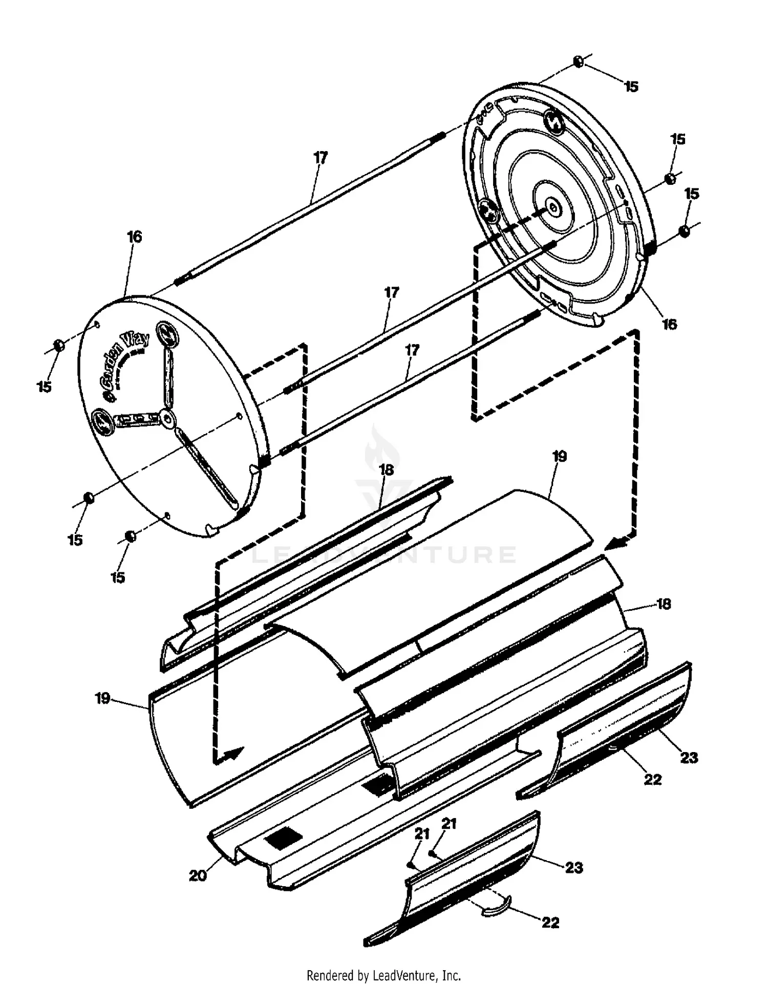 Troy-Bilt 11445 E-Z SPIN (GARDEN WAY) COMPOSTER Parts Diagrams