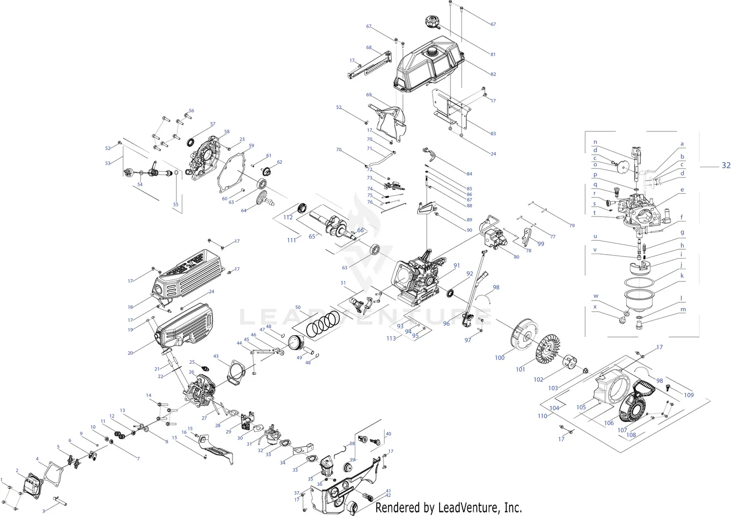 Troy-Bilt 270-QUA 208cc Engine Parts Diagrams