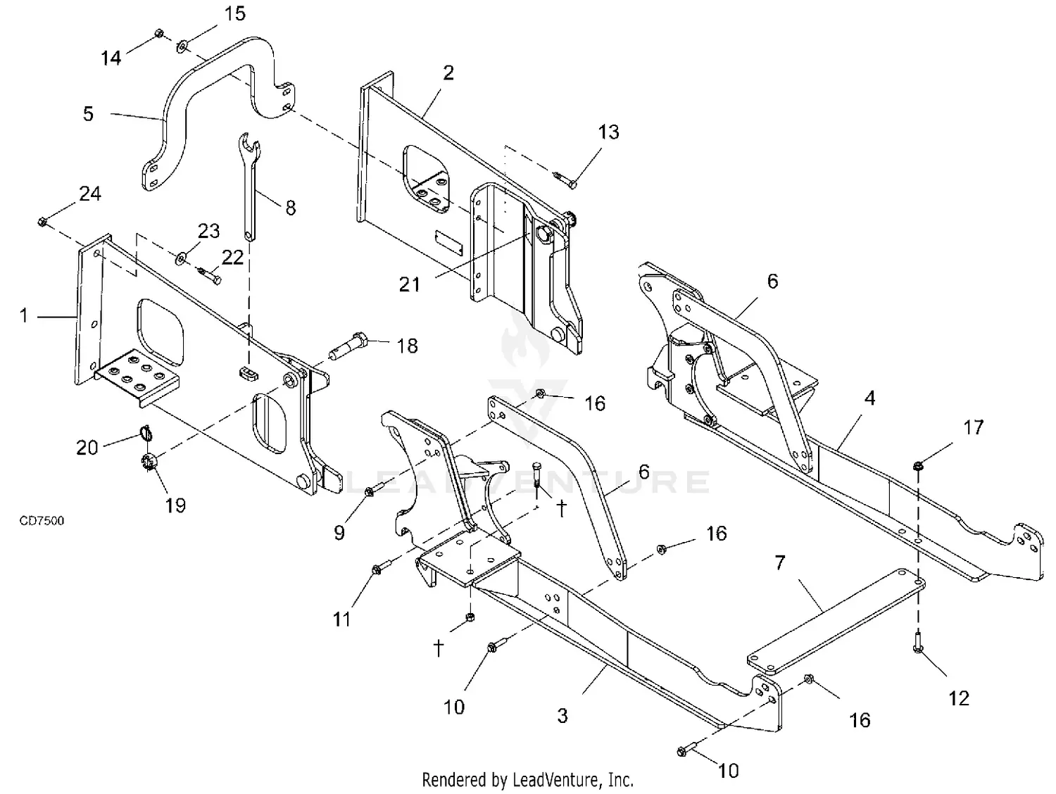 Woods 4-Point Sub-Frame Mounting Kit 1028300 Parts Diagrams