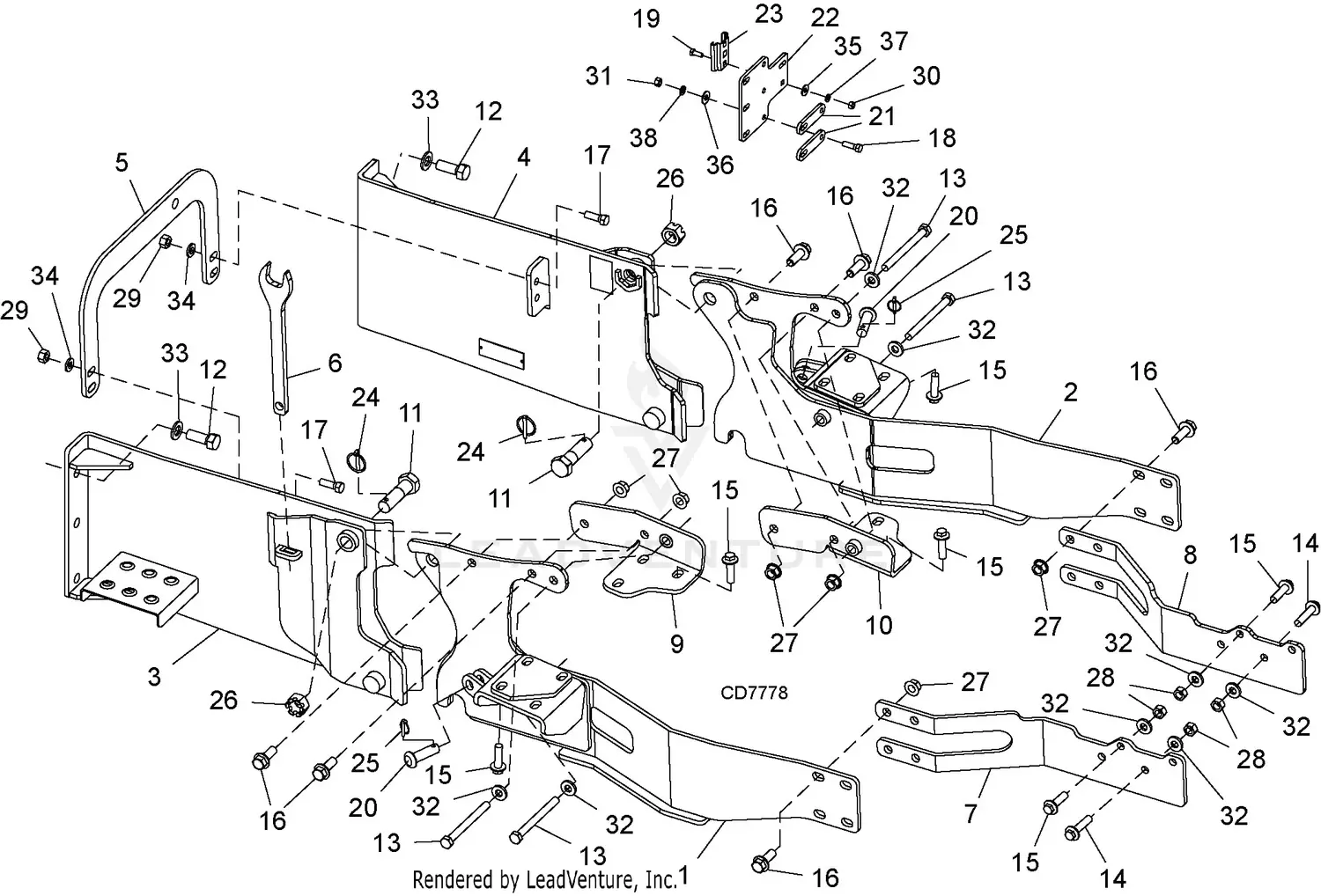 Woods 4-Point Sub-Frame Mounting Kit 1033151 Parts Diagrams