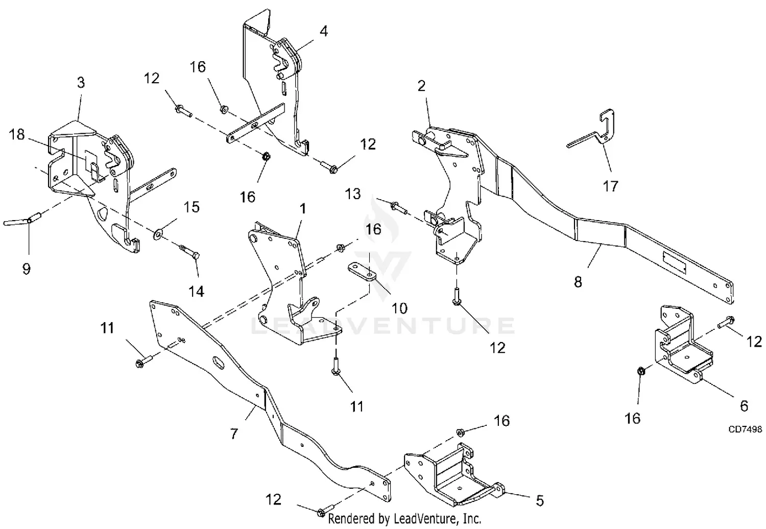 Woods 4-Point Sub-Frame Mounting Kit 1006435 Parts Diagrams