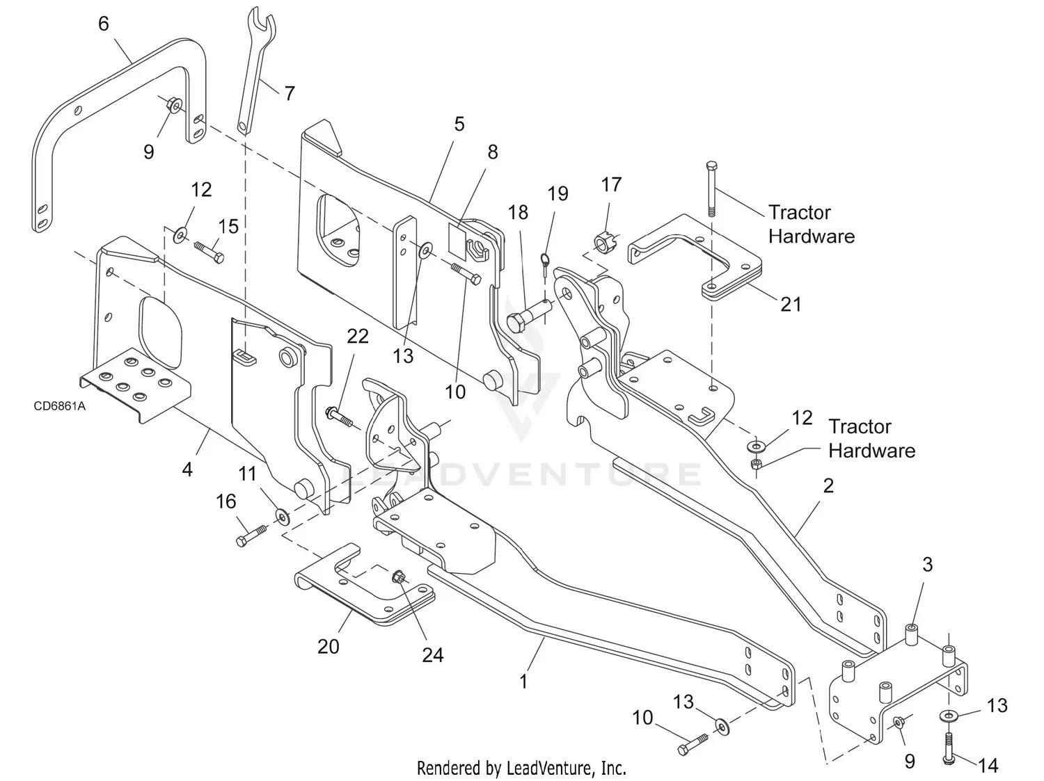 Woods 4-Point Sub-Frame Mounting Kit 1019000 Parts Diagrams