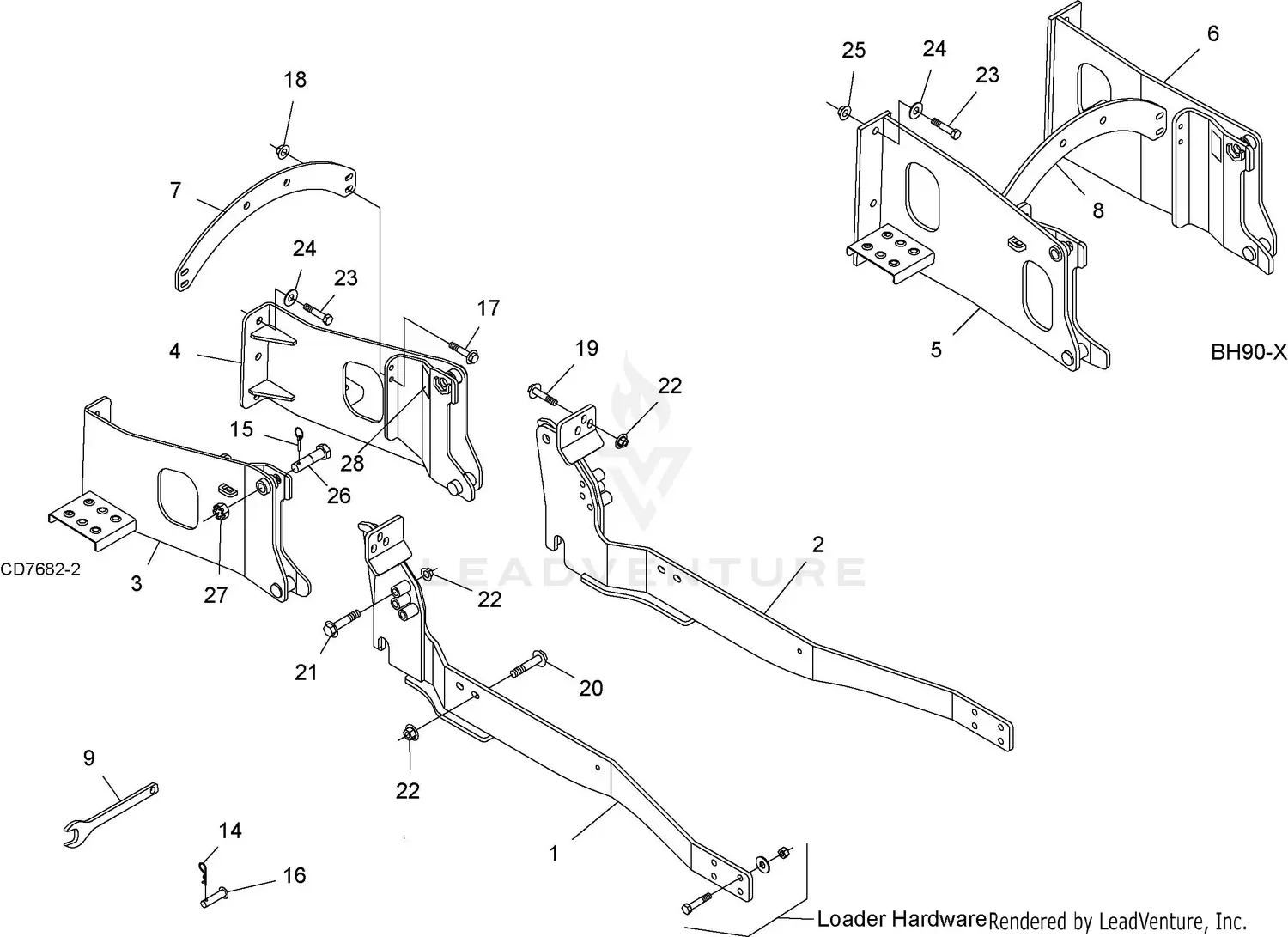 Woods 4-Point Sub-Frame Mounting Kit 1032395 Parts Diagrams