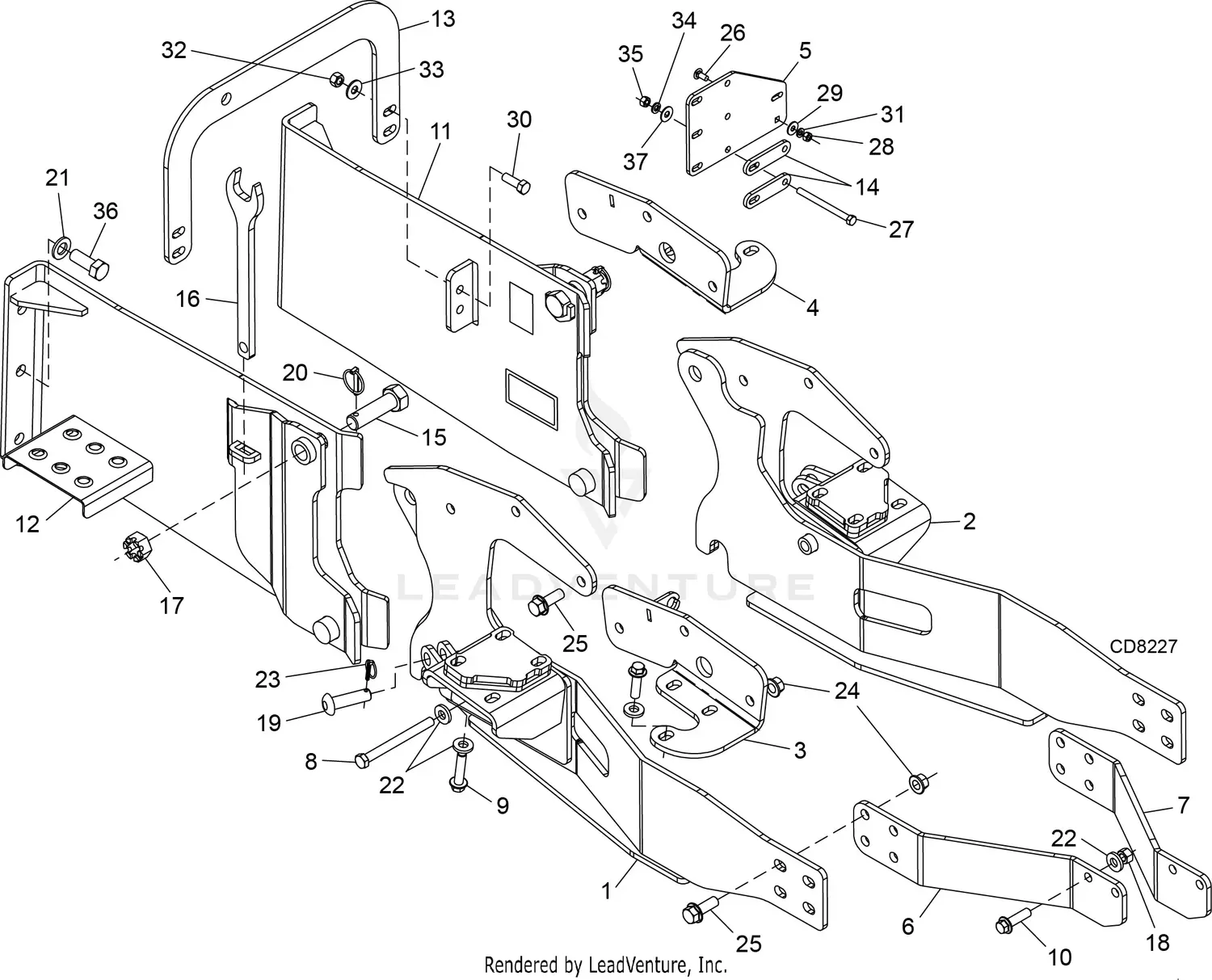 Woods 4-Point Sub-Frame Mounting Kit 1039890 Parts Diagrams