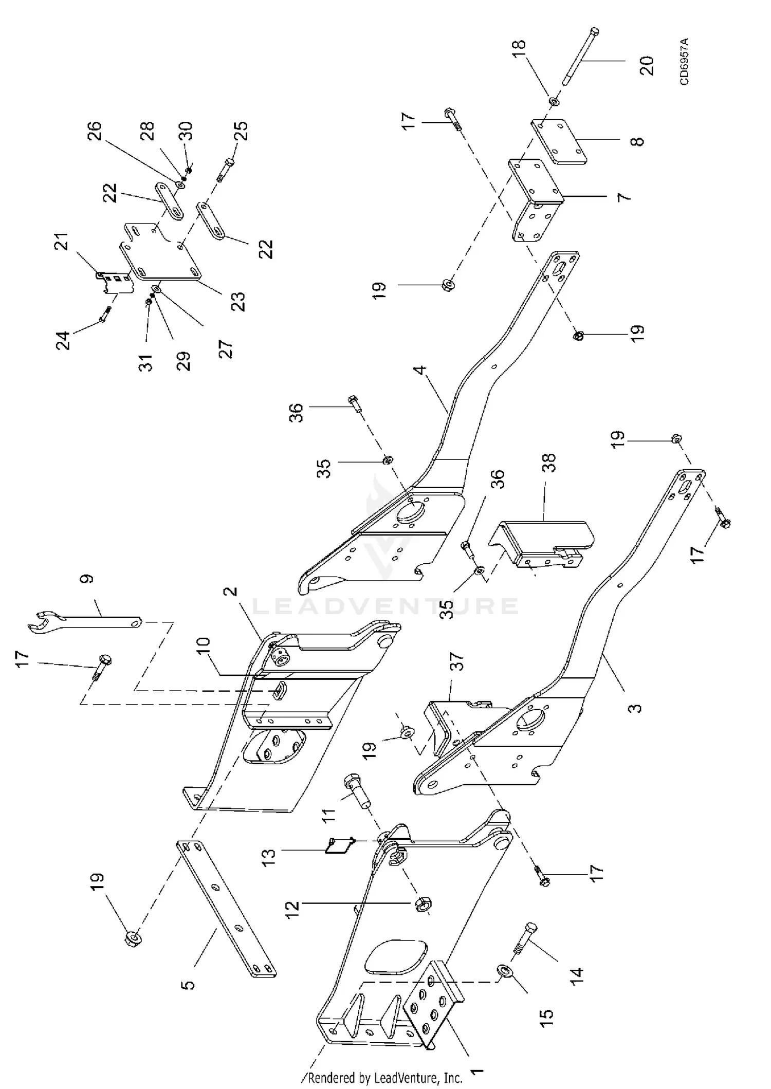 Woods 4-Point Sub-Frame Mounting Kit 1020800 Parts Diagrams