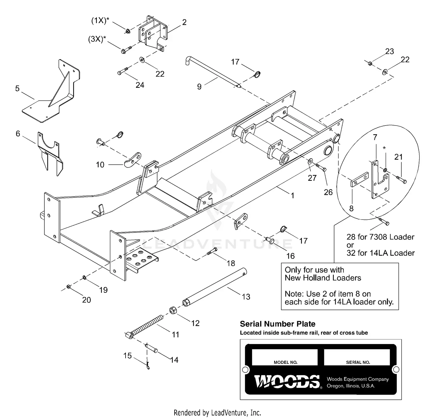 Woods Sub-Frame Mounting Kit 1001560 Parts Diagrams