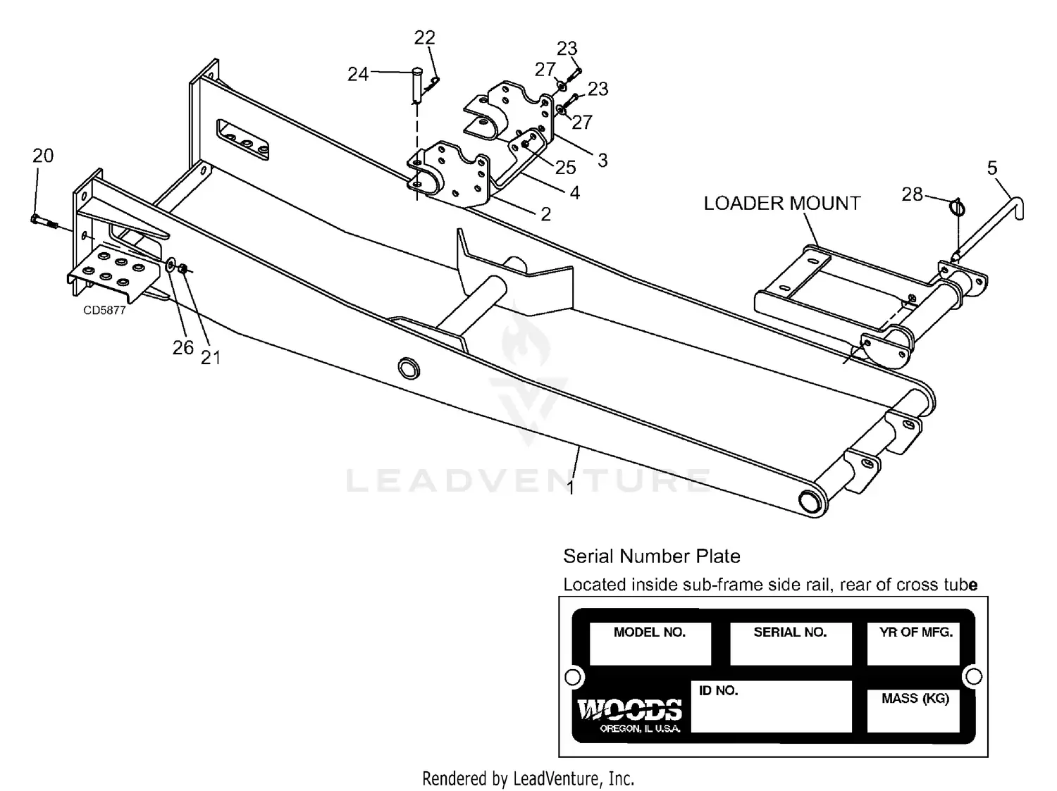 Woods Sub-Frame Mounting Kit 1002631 Parts Diagrams