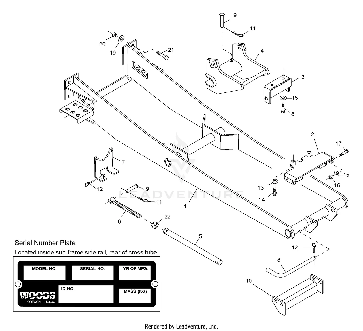Woods Sub-Frame Mounting Kit 1001198 Parts Diagrams
