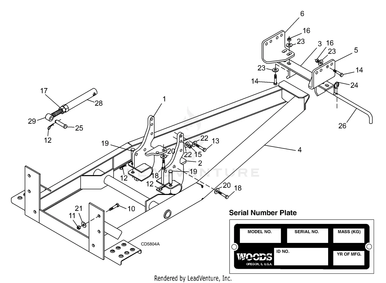 Woods Sub-Frame Mounting Kit 59747 Parts Diagrams
