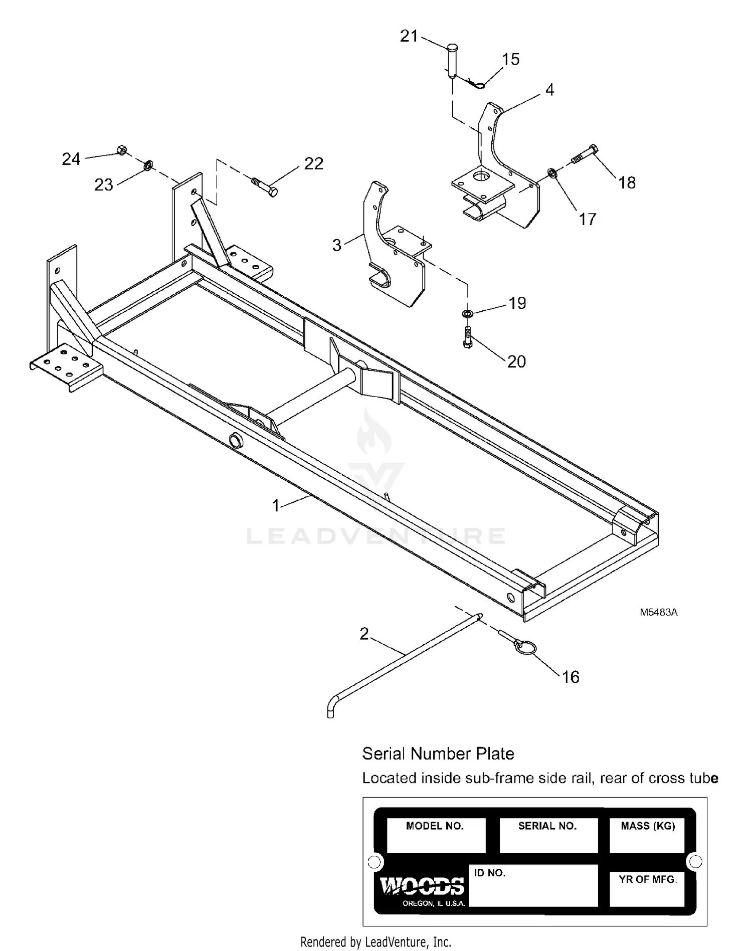 Woods Sub-Frame Mounting Kit 1002749 Parts Diagrams