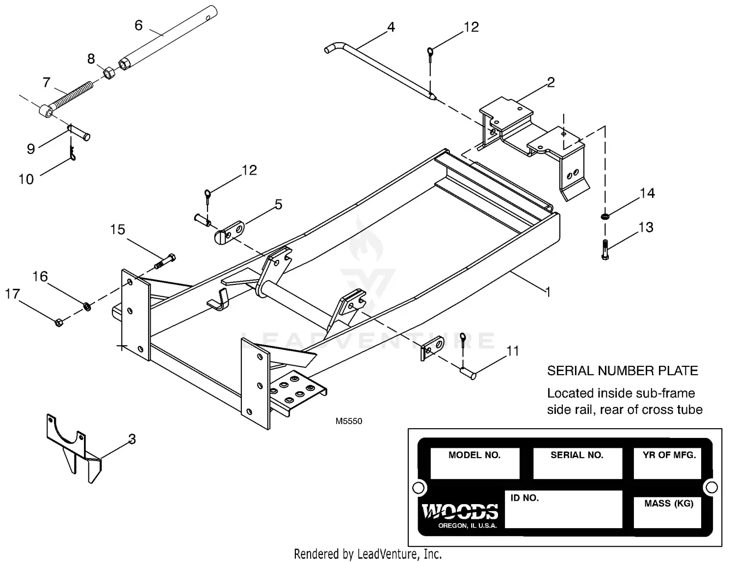 Woods Sub-Frame Mounting Kit 9865 Parts Diagrams