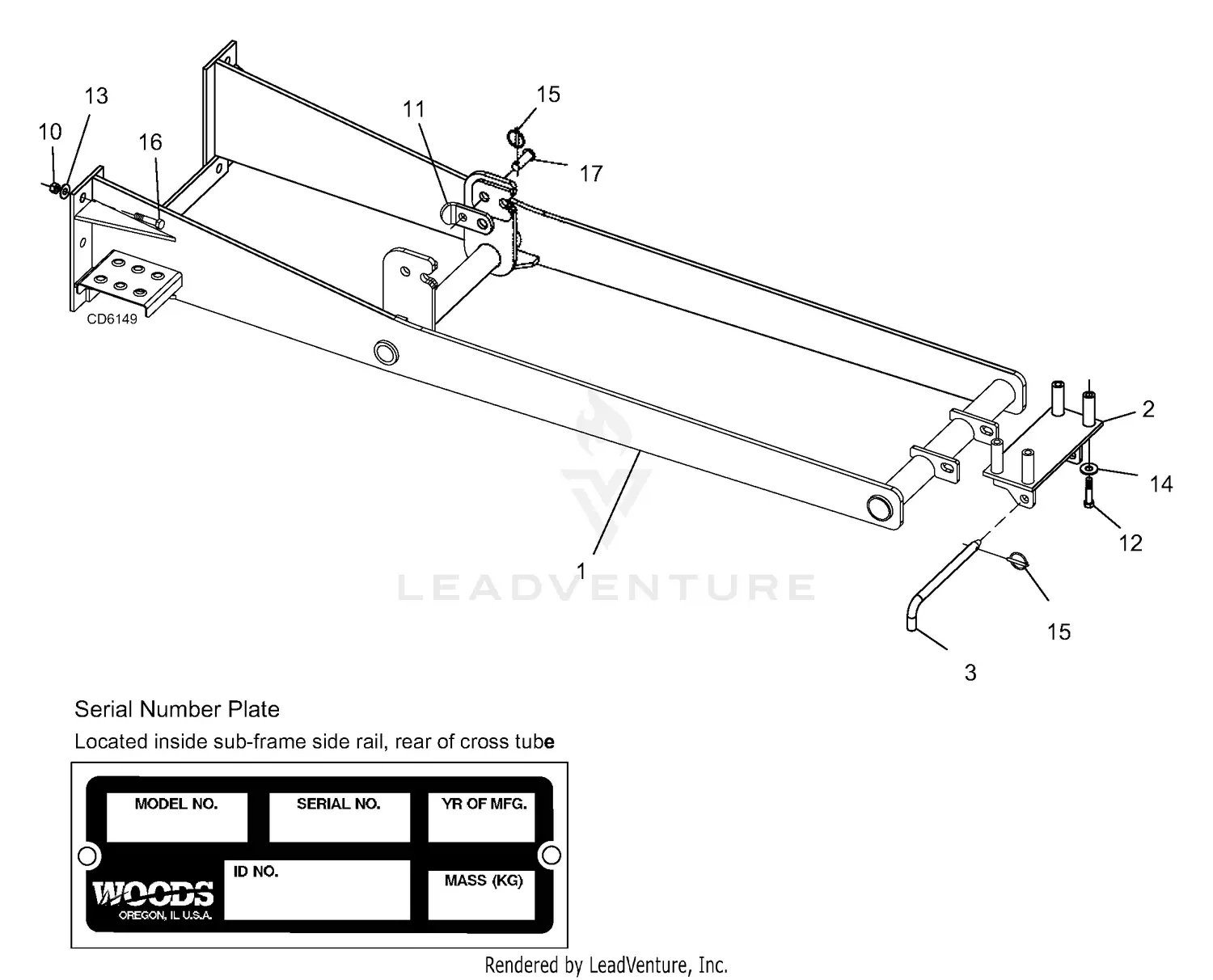 Woods Sub-Frame Mounting Kit 1006159 Parts Diagrams