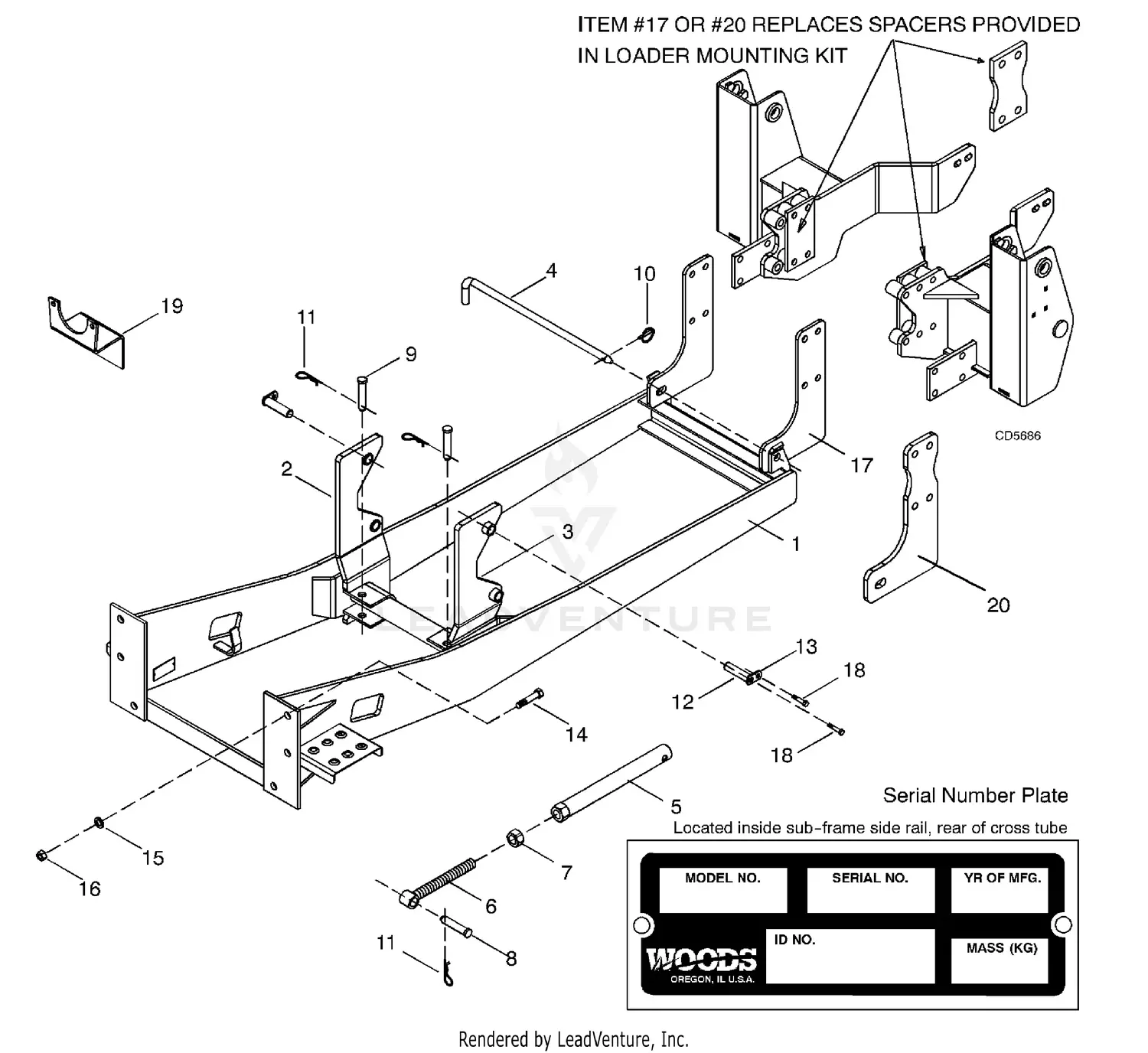 Woods Sub-Frame Mounting Kit 1000423 Parts Diagrams