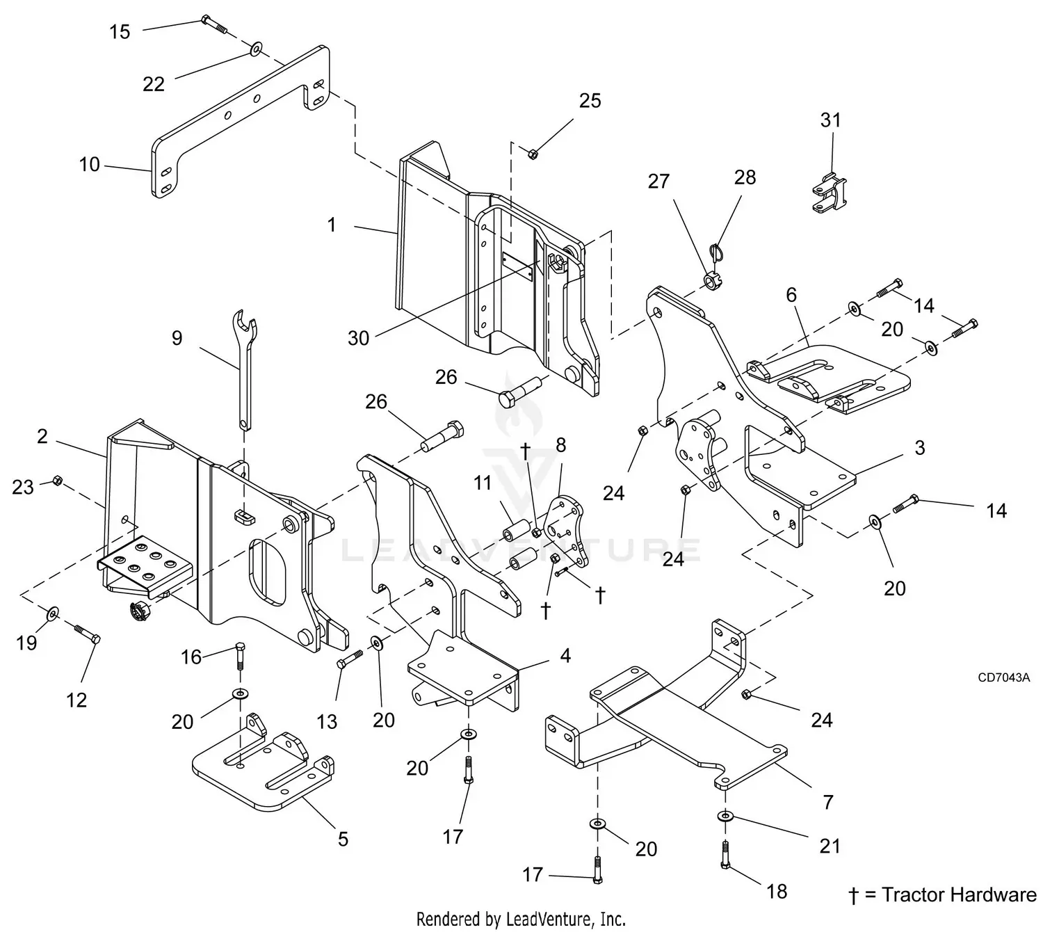 Woods 4-Point Sub-Frame Mounting Kit 1021020 Parts Diagrams