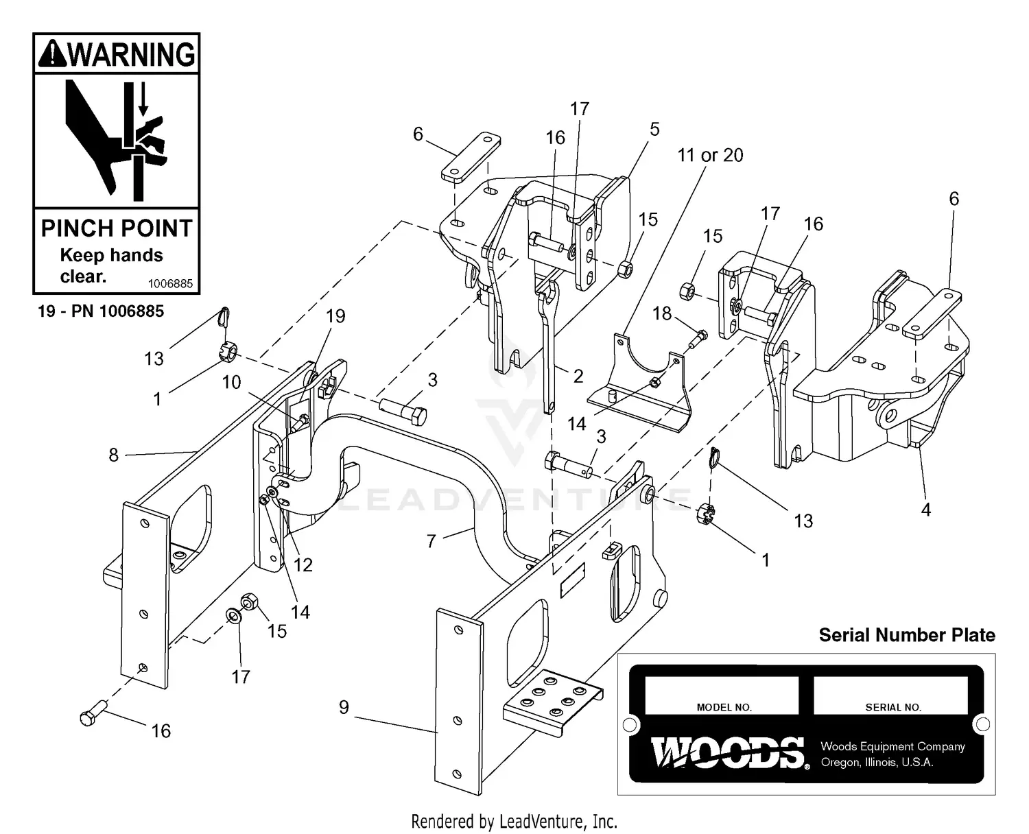 Woods 4-Point Sub-Frame Mounting Kit 1010425 Parts Diagrams