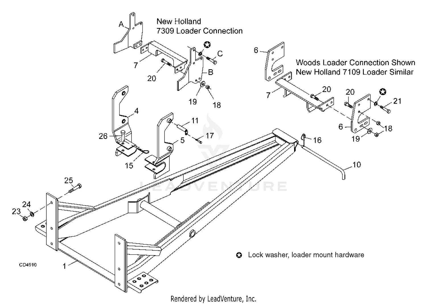 Woods Sub-Frame Mounting Kit 9378 Parts Diagrams