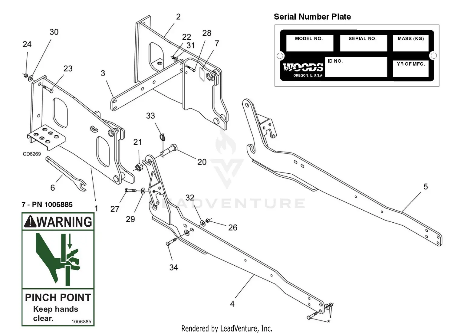 Woods 4-Point Sub-Frame Mounting Kit 1007399 Parts Diagrams
