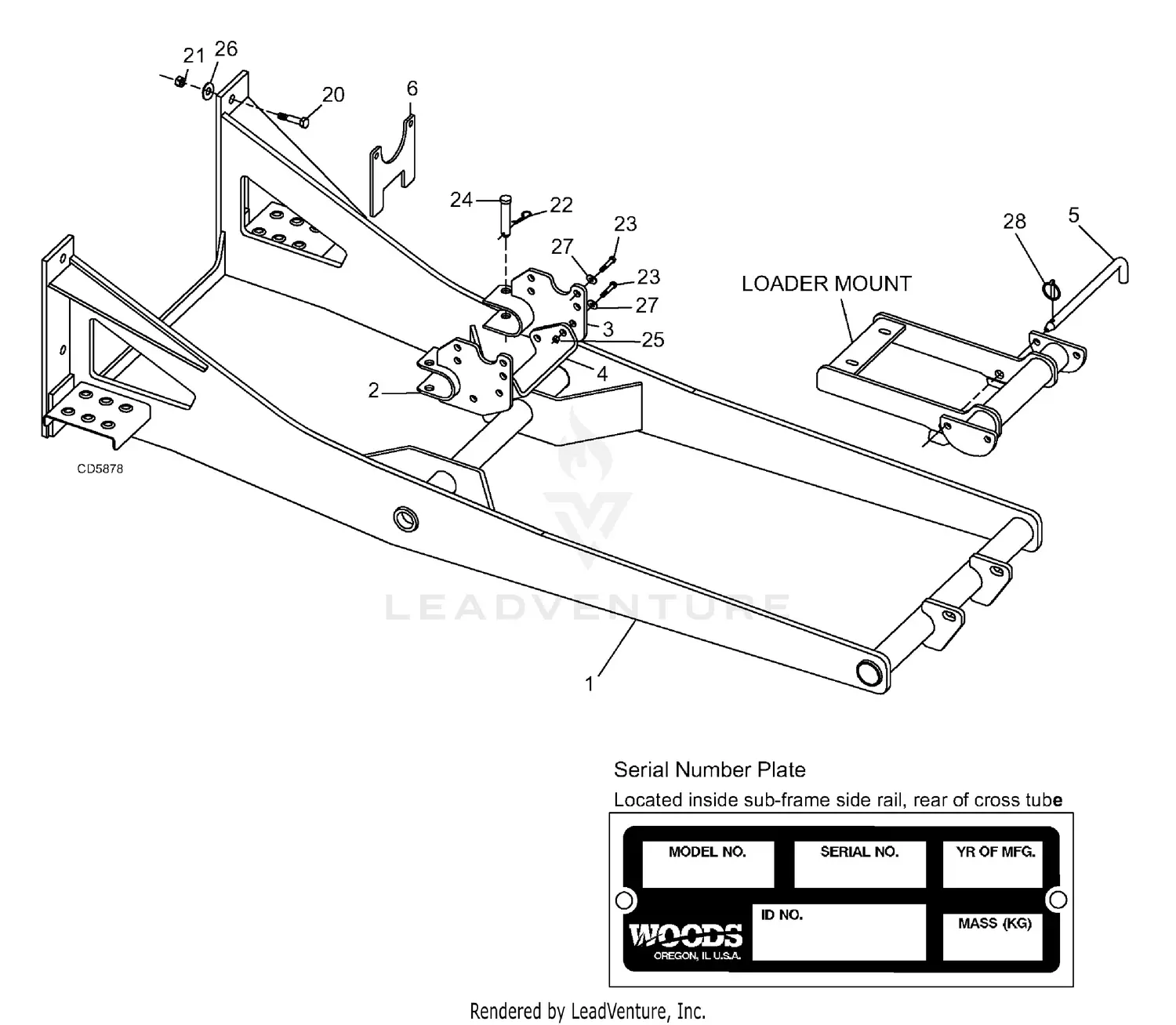 Woods Sub-Frame Mounting Kit 1002632 Parts Diagrams