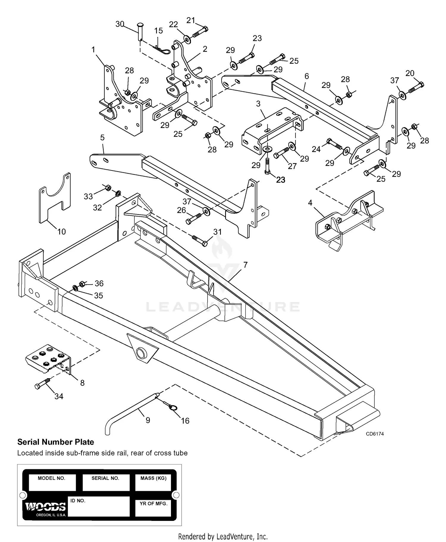 Woods Sub-Frame Mounting Kit 1006822 Parts Diagrams