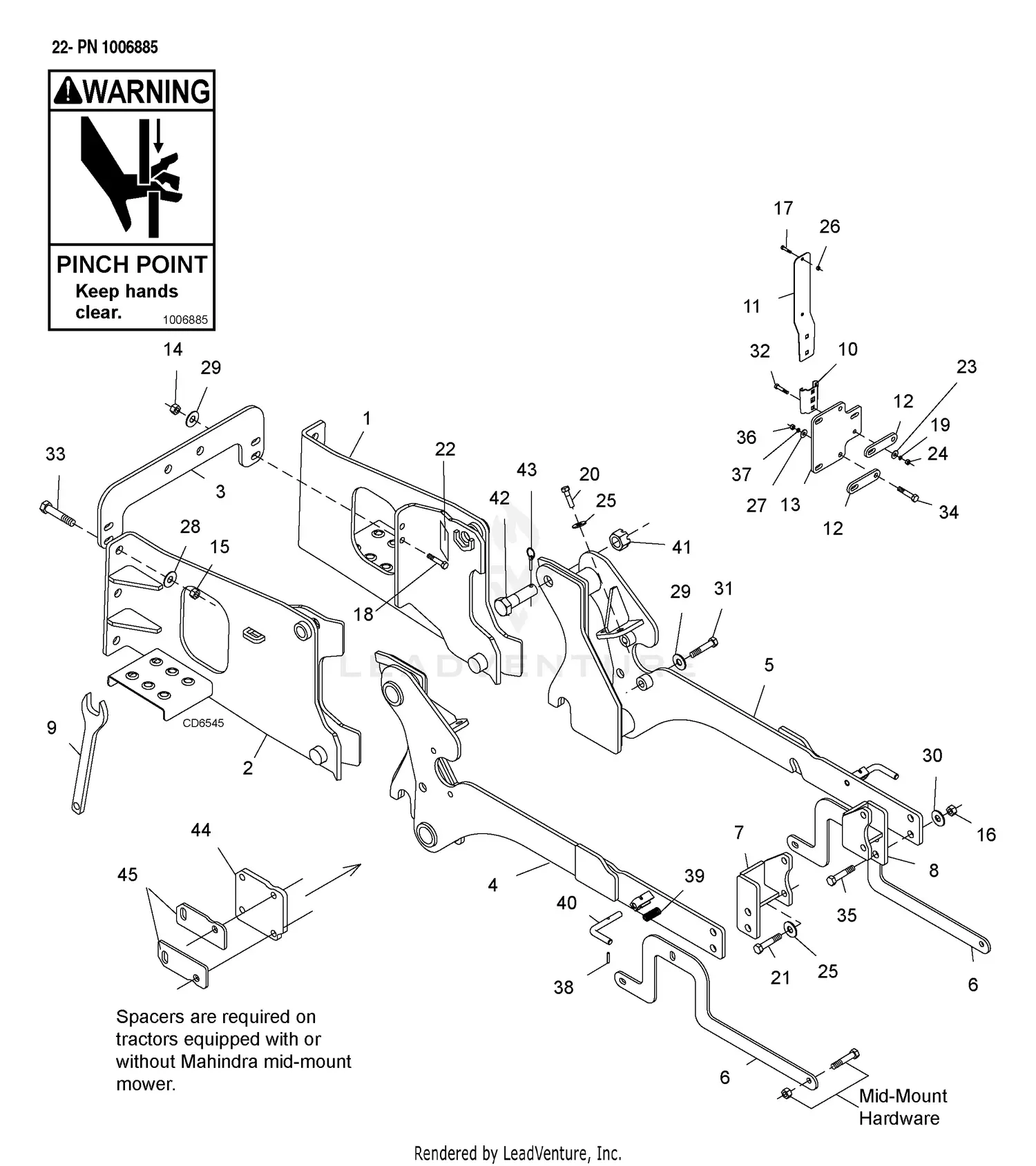 Woods 4-Point Sub-Frame Mounting Kit 1012860 Parts Diagrams