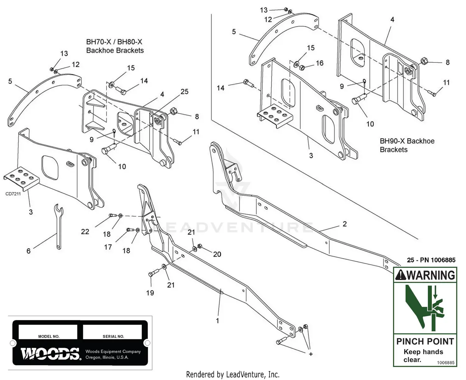 Woods 4-Point Sub-frame Mounting Kit 1025433 Parts Diagrams