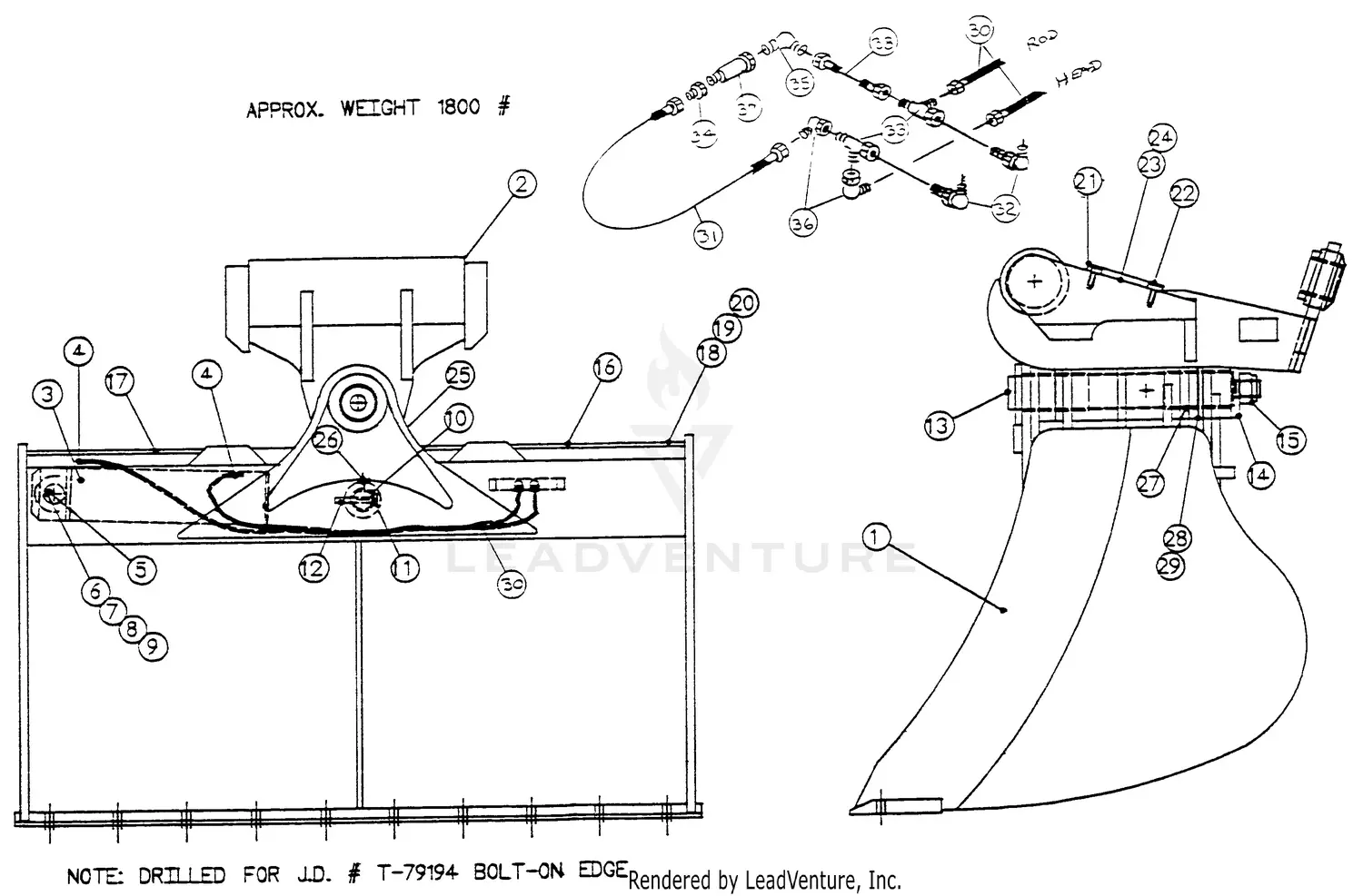 Woods 0102960 Tilt Bucket Cylinder Parts Diagrams