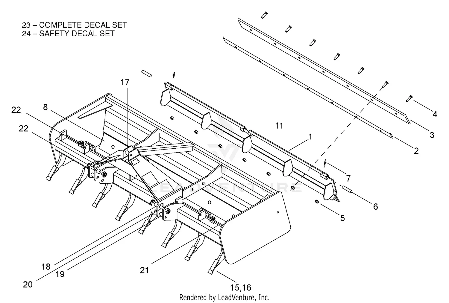 Woods XB77 Box Scraper (Gill) Parts Diagrams