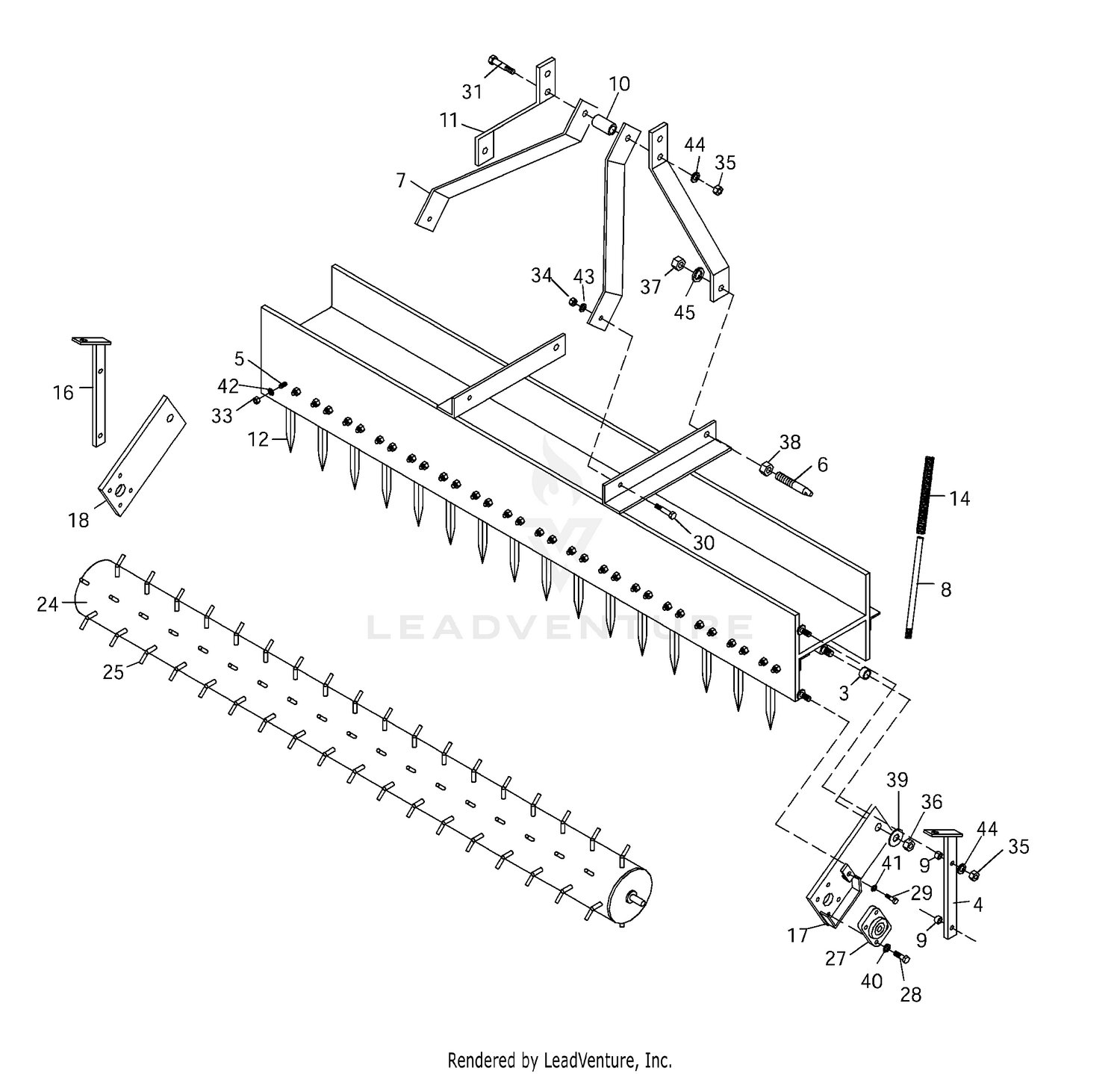 Woods 20A130 Pulverizer - Single Rollers Parts Diagrams