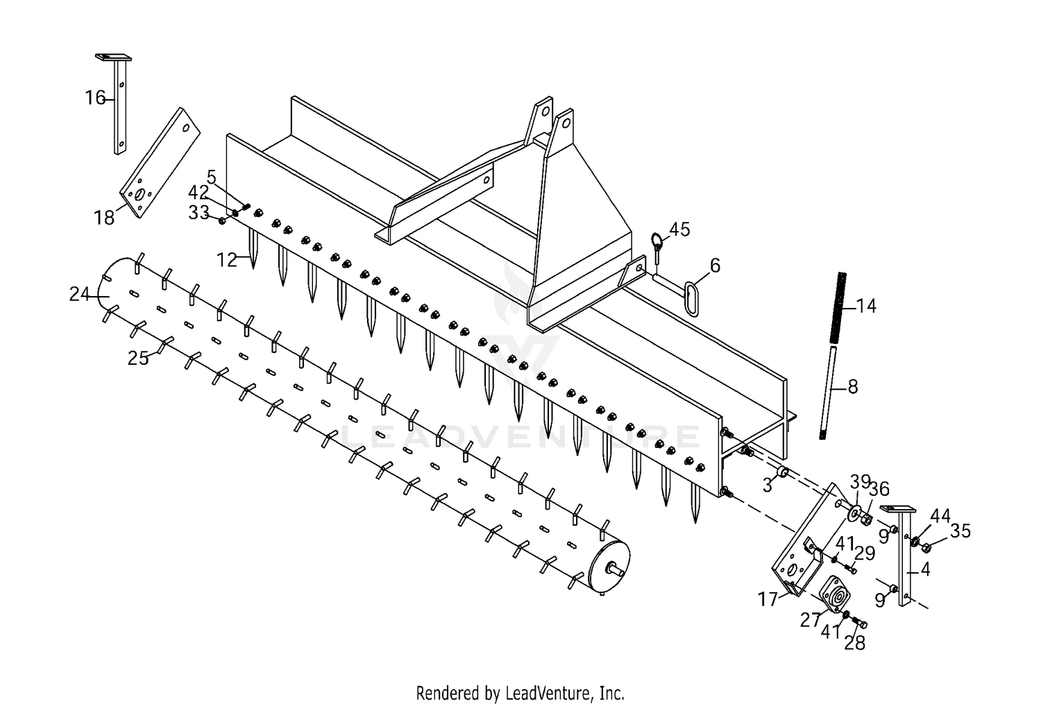 Woods SU140 Pulverizer - Single Rollers Parts Diagrams