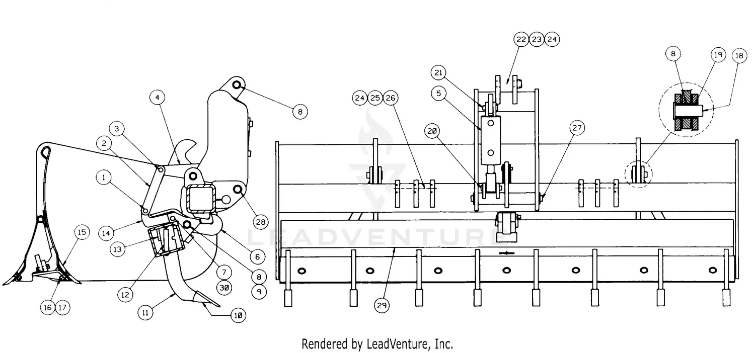 Woods Hydraulic 4 x 2 Scraper (72") Parts Diagrams