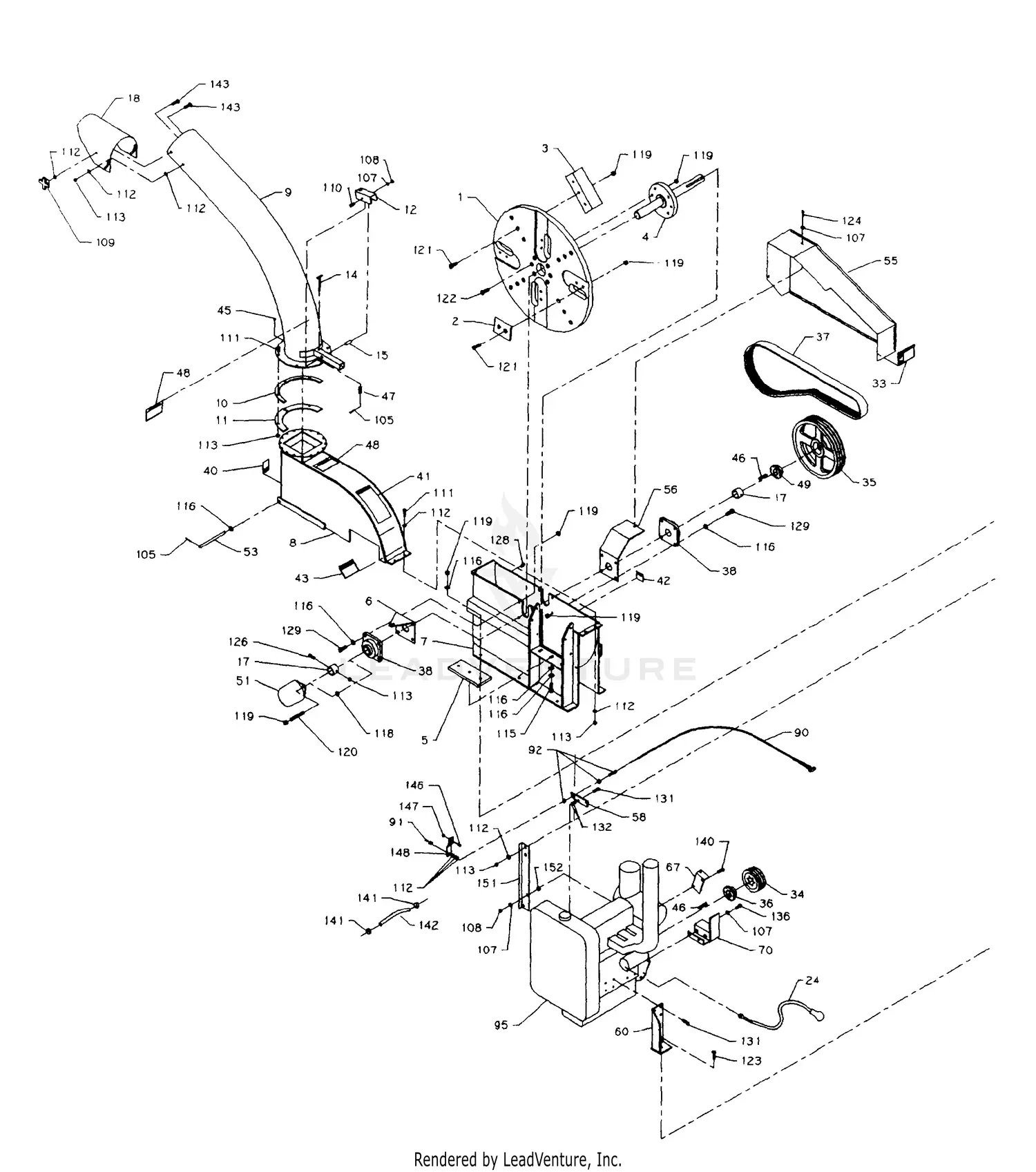 Woods 9142 Chipper/Shredder Parts Diagrams