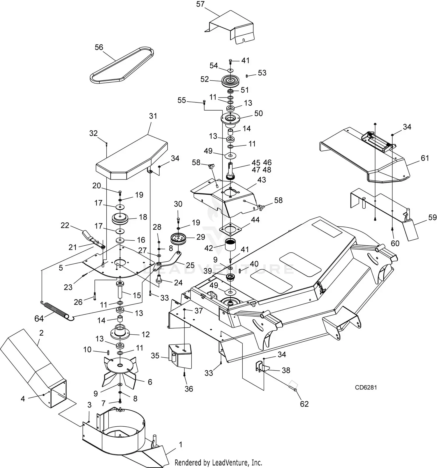 Woods MX61 Mow`n Machine Deck Parts Diagrams