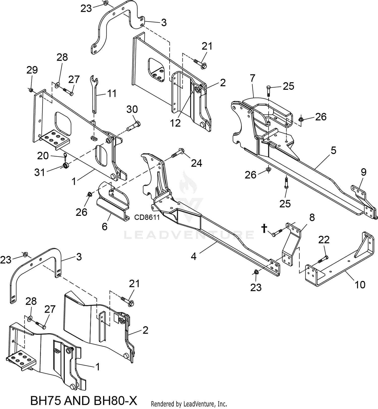 Woods 4-Point Sub-Frame Mounting Kit 1043220 Parts Diagrams