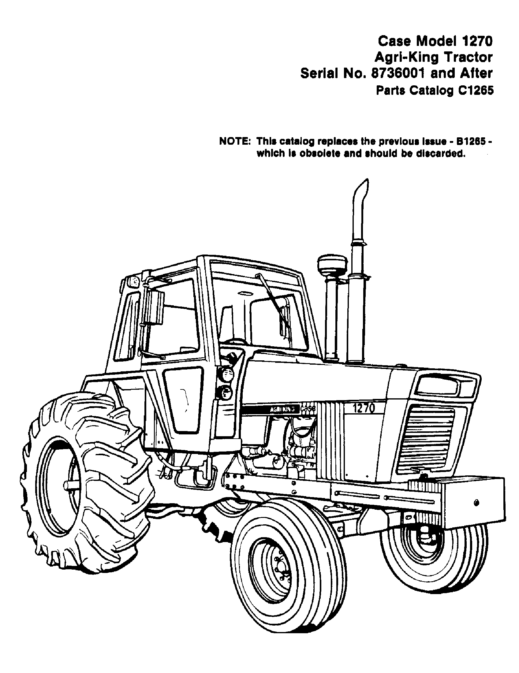 Case IH 1270 - CASE AGRI-KING TRACTOR (S/N 8736001 & AFTER)(01/73 - 12/ ...