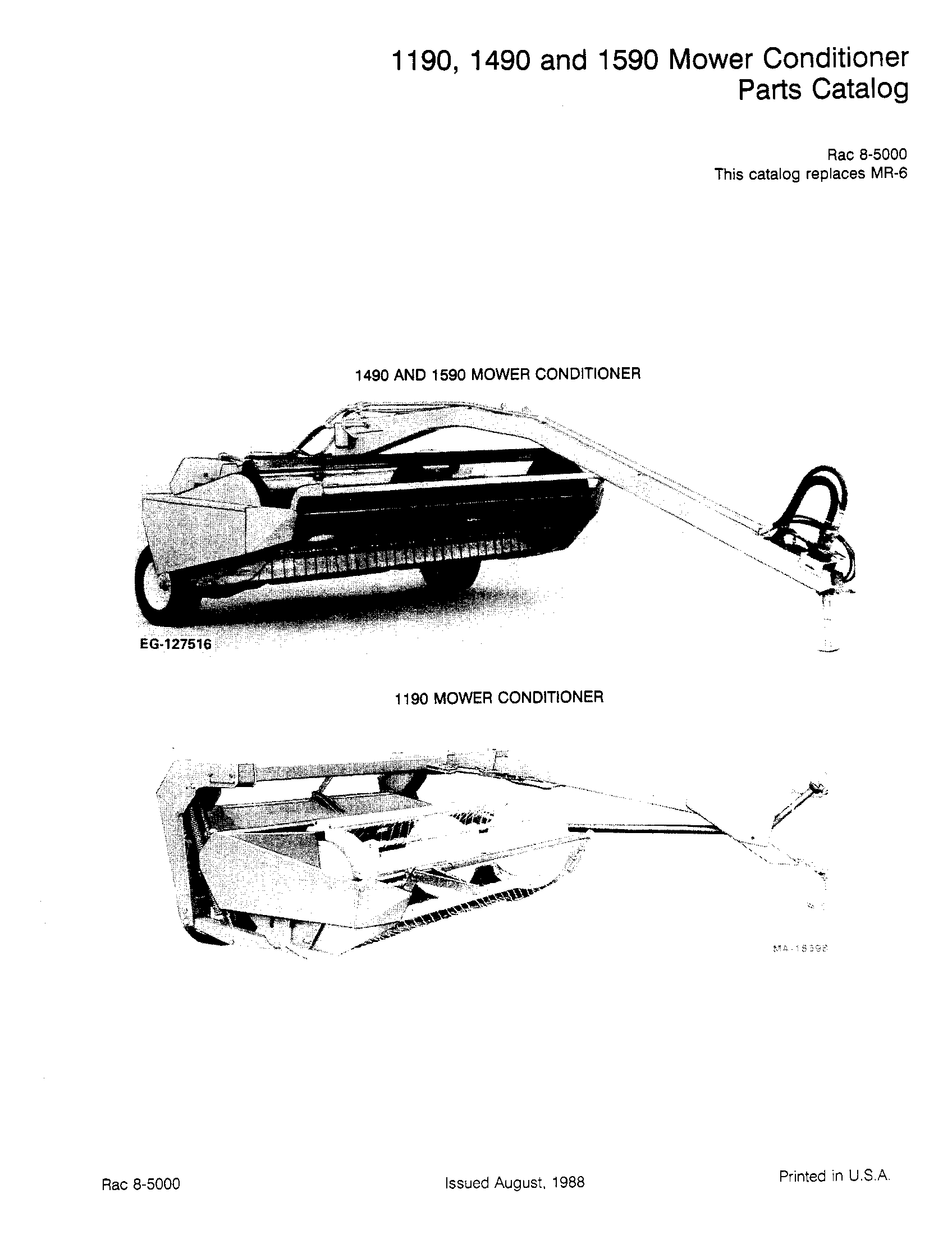 Case IH 1490 - CASE IH MOWER CONDITIONER(01/85 - 12/88) Parts Diagrams