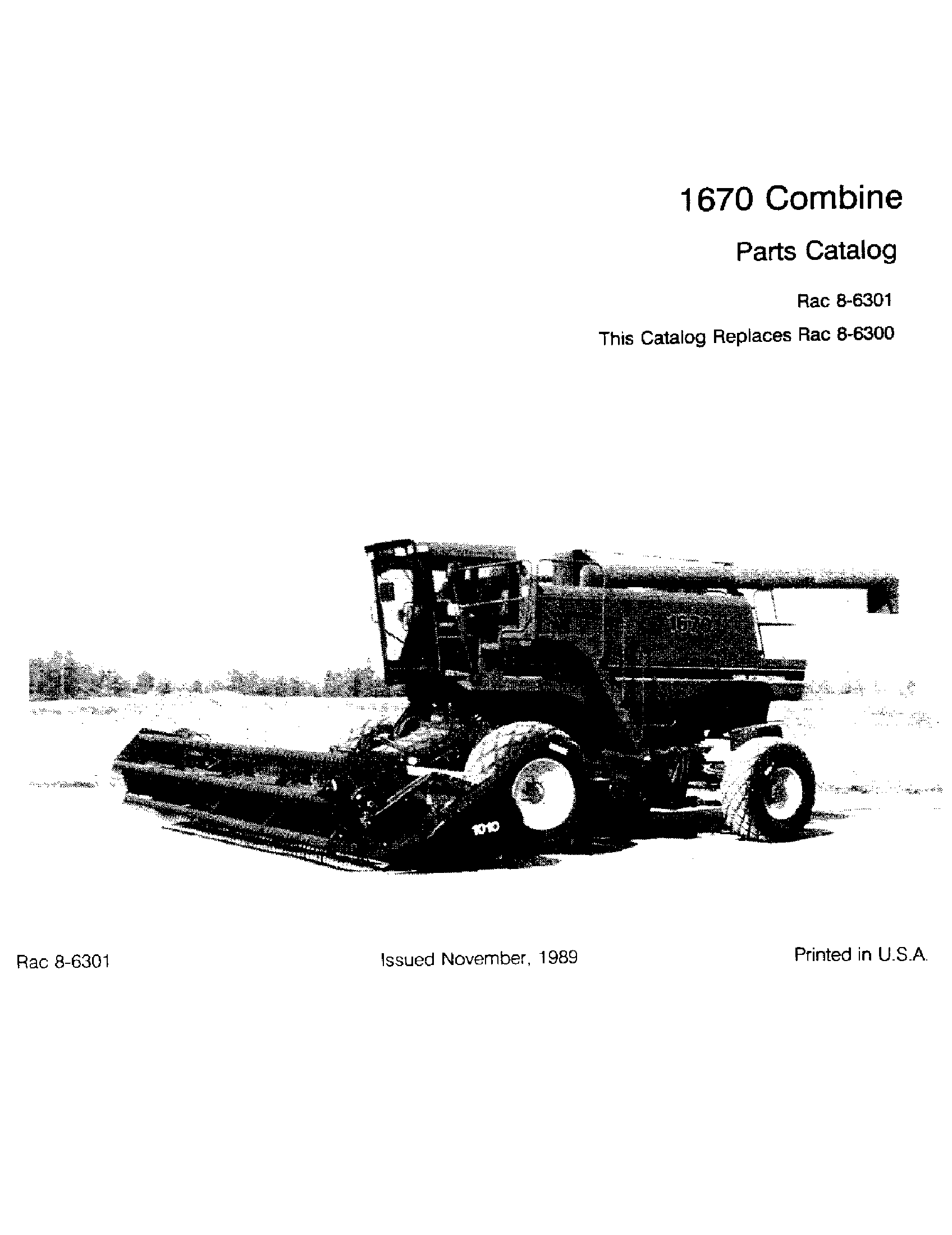 Case IH 1670 - CASE IH HILLSIDE COMBINE(01/89 - 12/91) Parts Diagrams