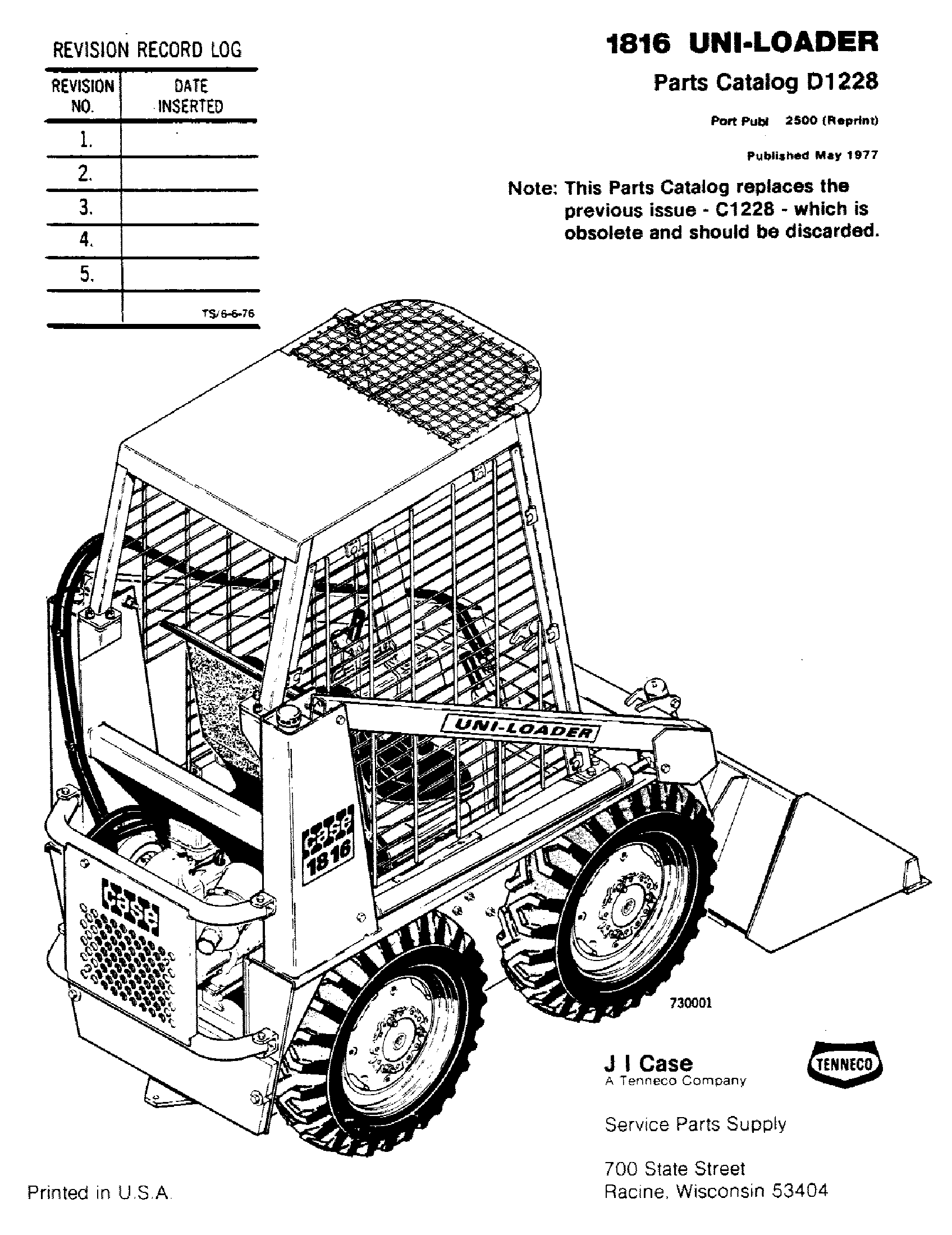 Case IH 1816 - CASE UNI-LOADER SKID STEER LOADER(01/73 - 12/84) Parts ...