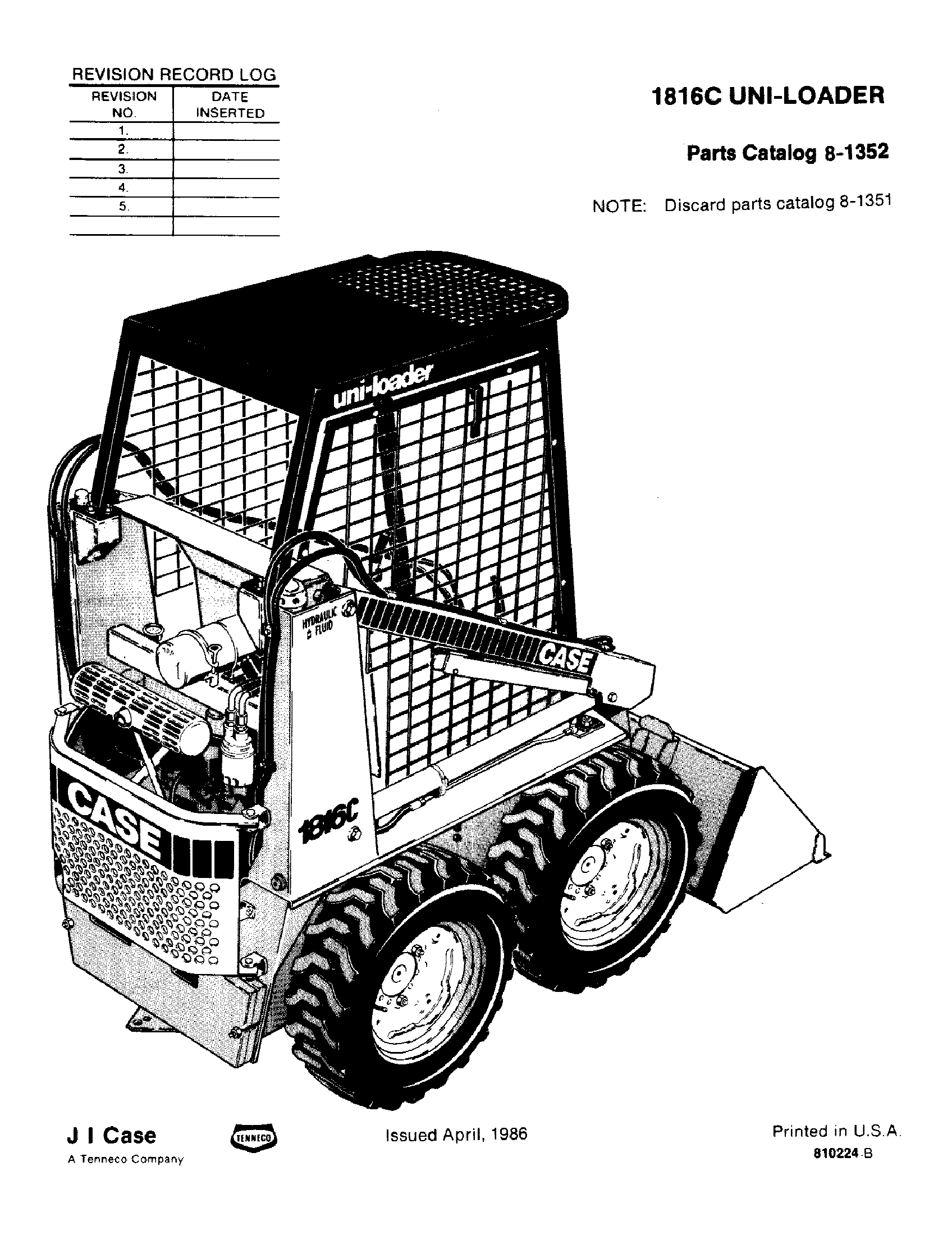 Case IH 1816C - CASE UNI-LOADER SKID STEER LOADER(01/83 - 12/87) Parts ...