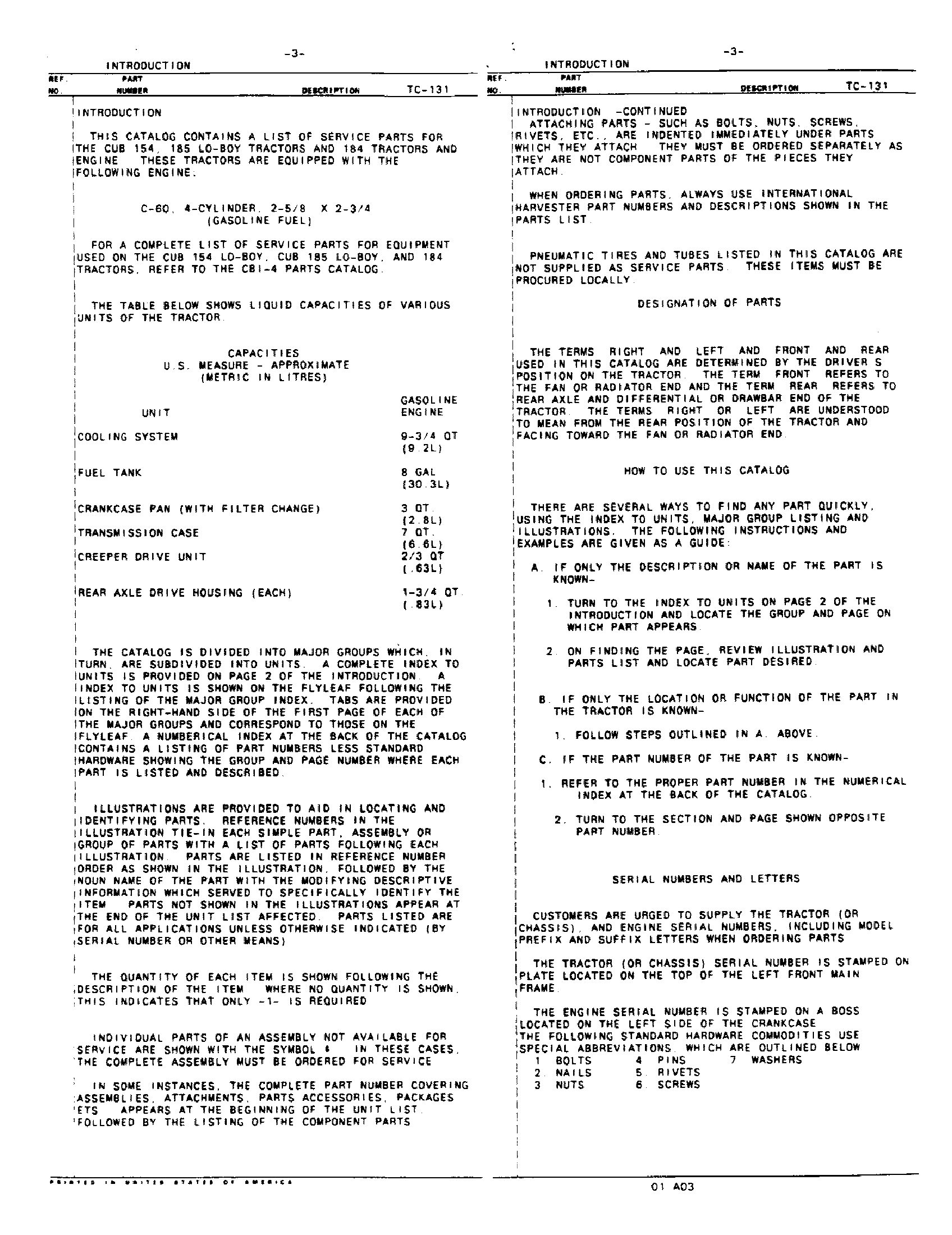 Case IH 184 - CUB GAS TRACTOR(01/47 - 12/75) Parts Diagrams