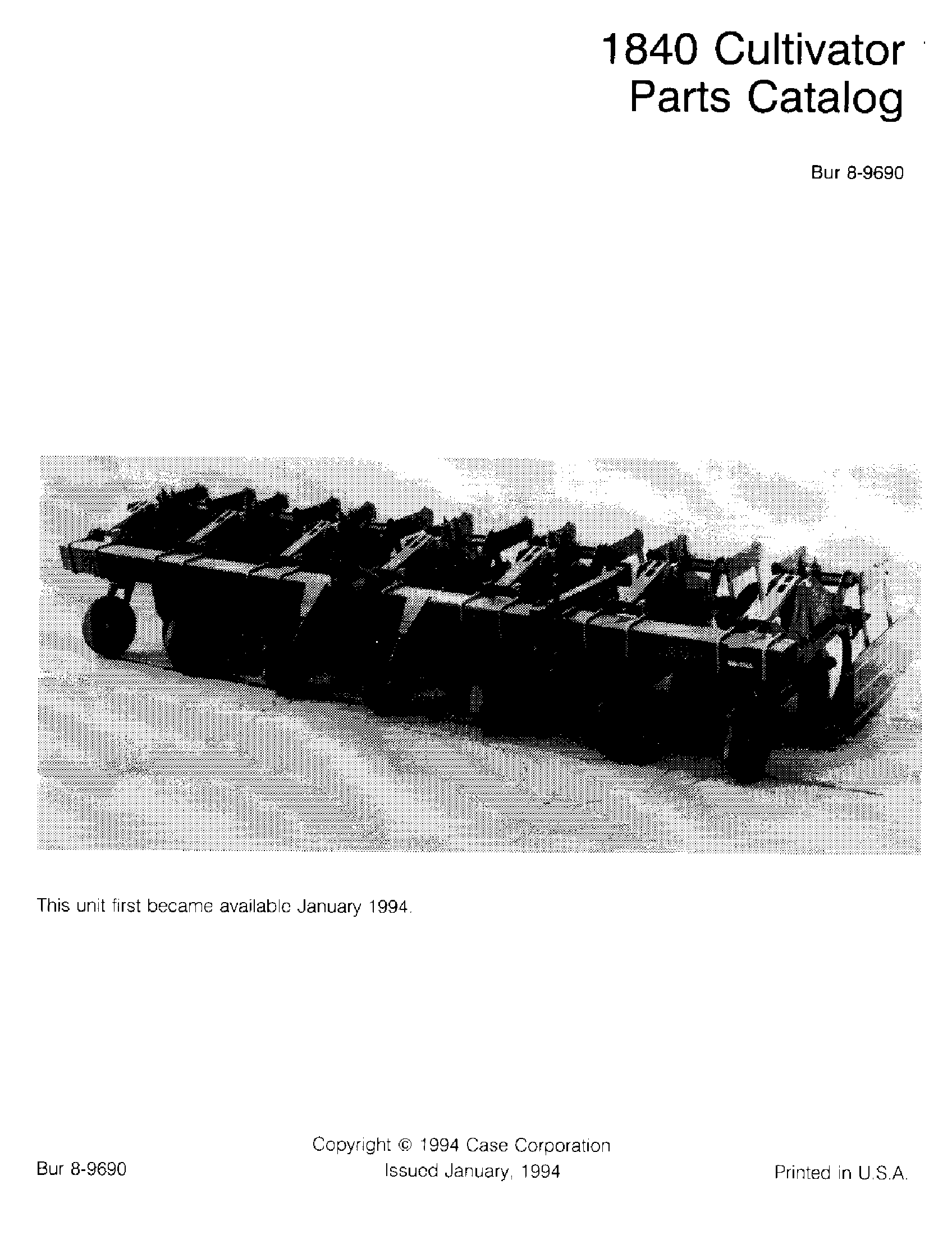 Case IH 1840 - CASE IH CULTIVATOR(01/94 - 12/97) Parts Diagrams