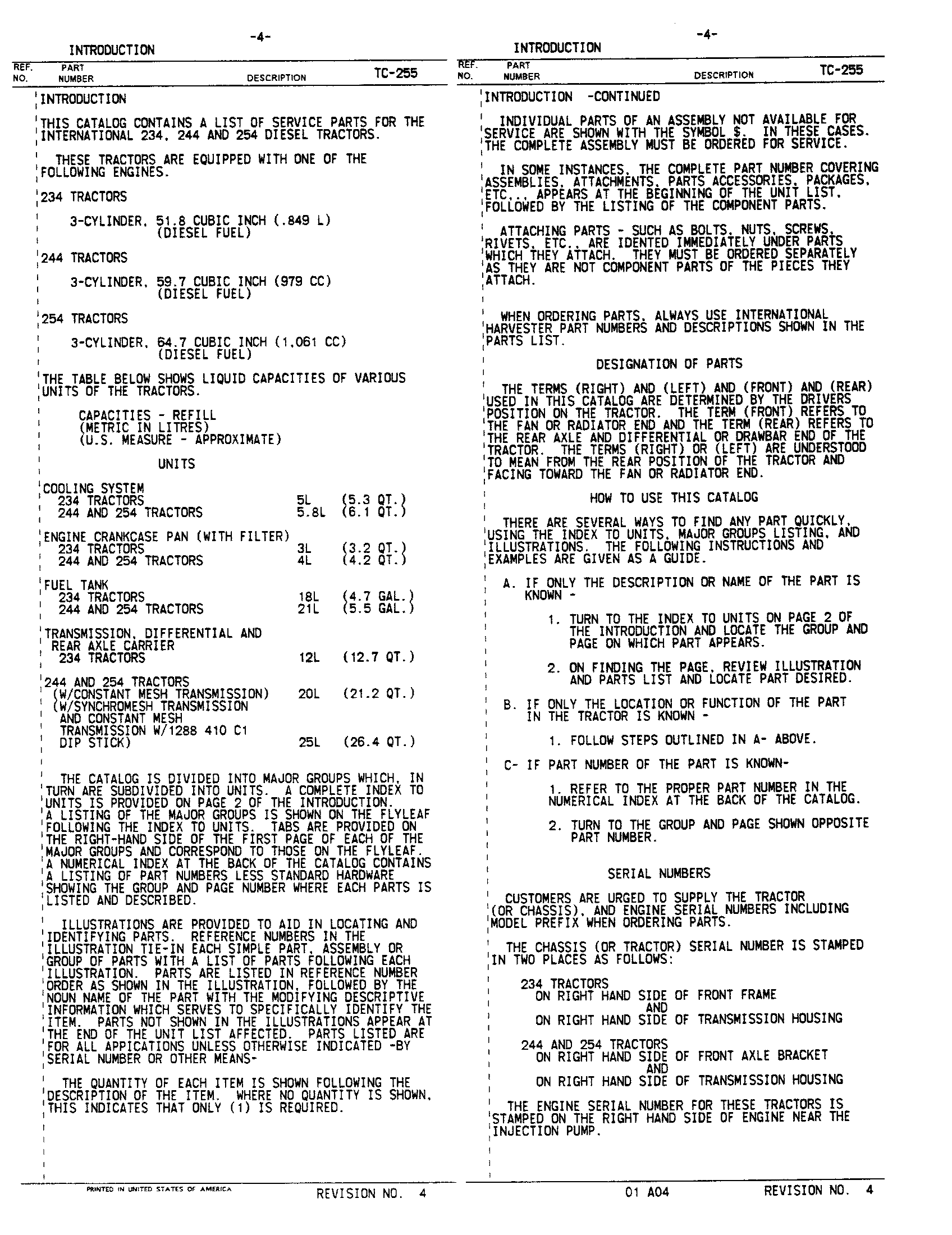 Case IH 234 - INTERNATIONAL DIESEL TRACTOR(01/82 - 12/88) Parts Diagrams