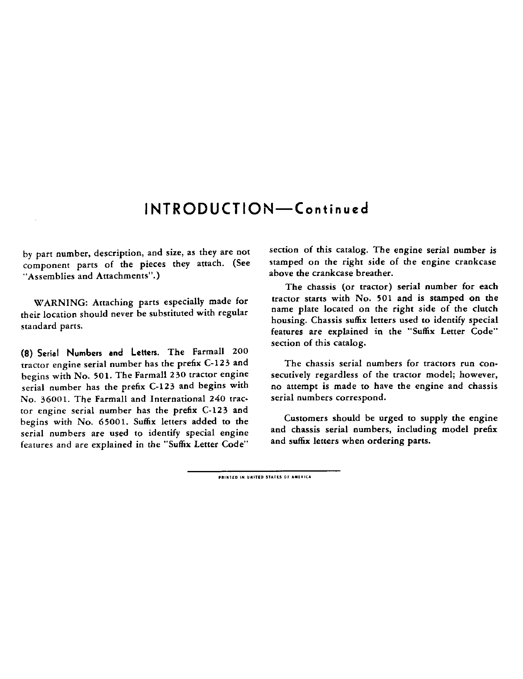 Case IH 240 - FARMALL TRACTOR(01/58 - 12/61) Parts Diagrams