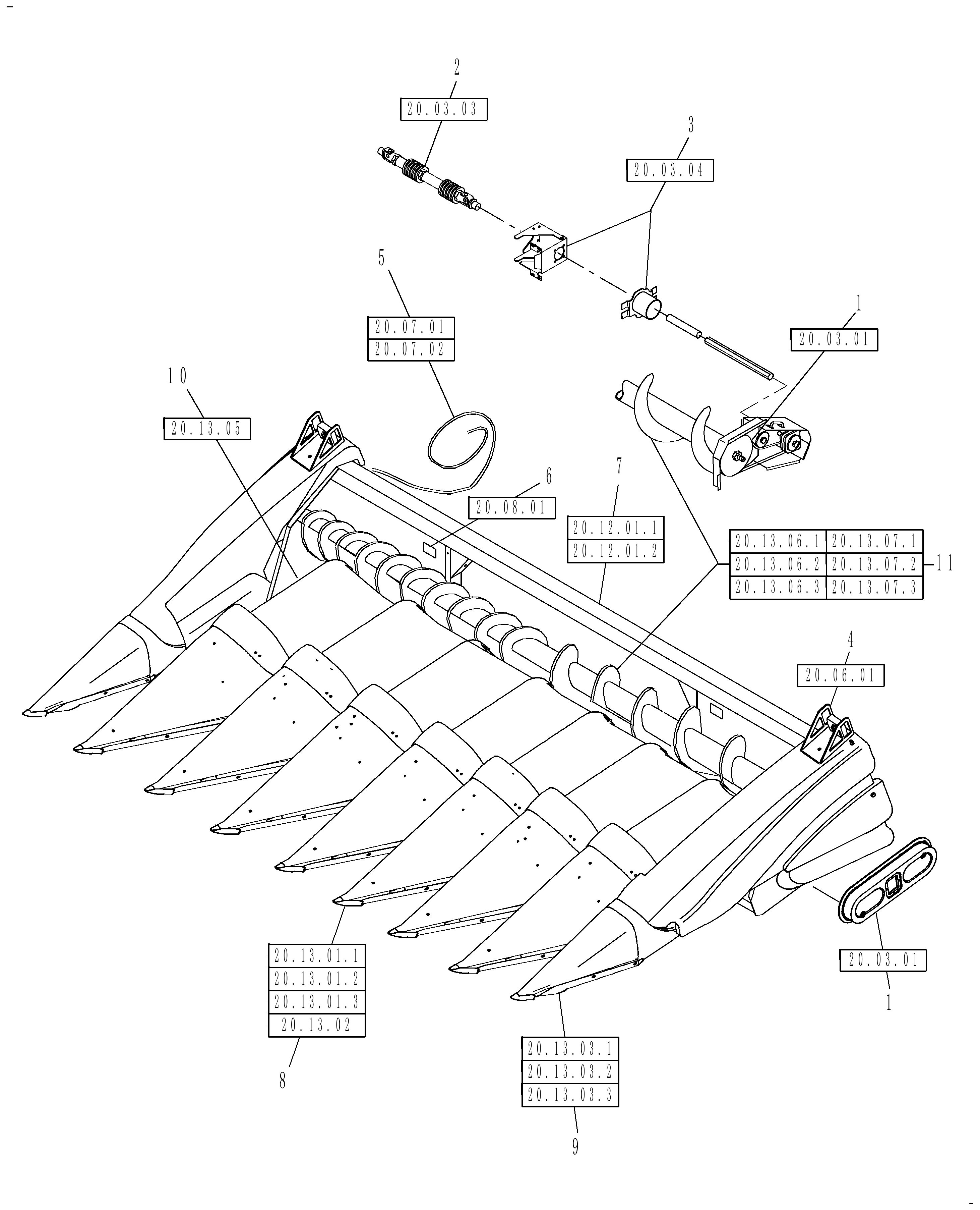 Case IH 2408-30 - COMBINE CORN HEAD(10/03 - 12/08) Parts Diagrams