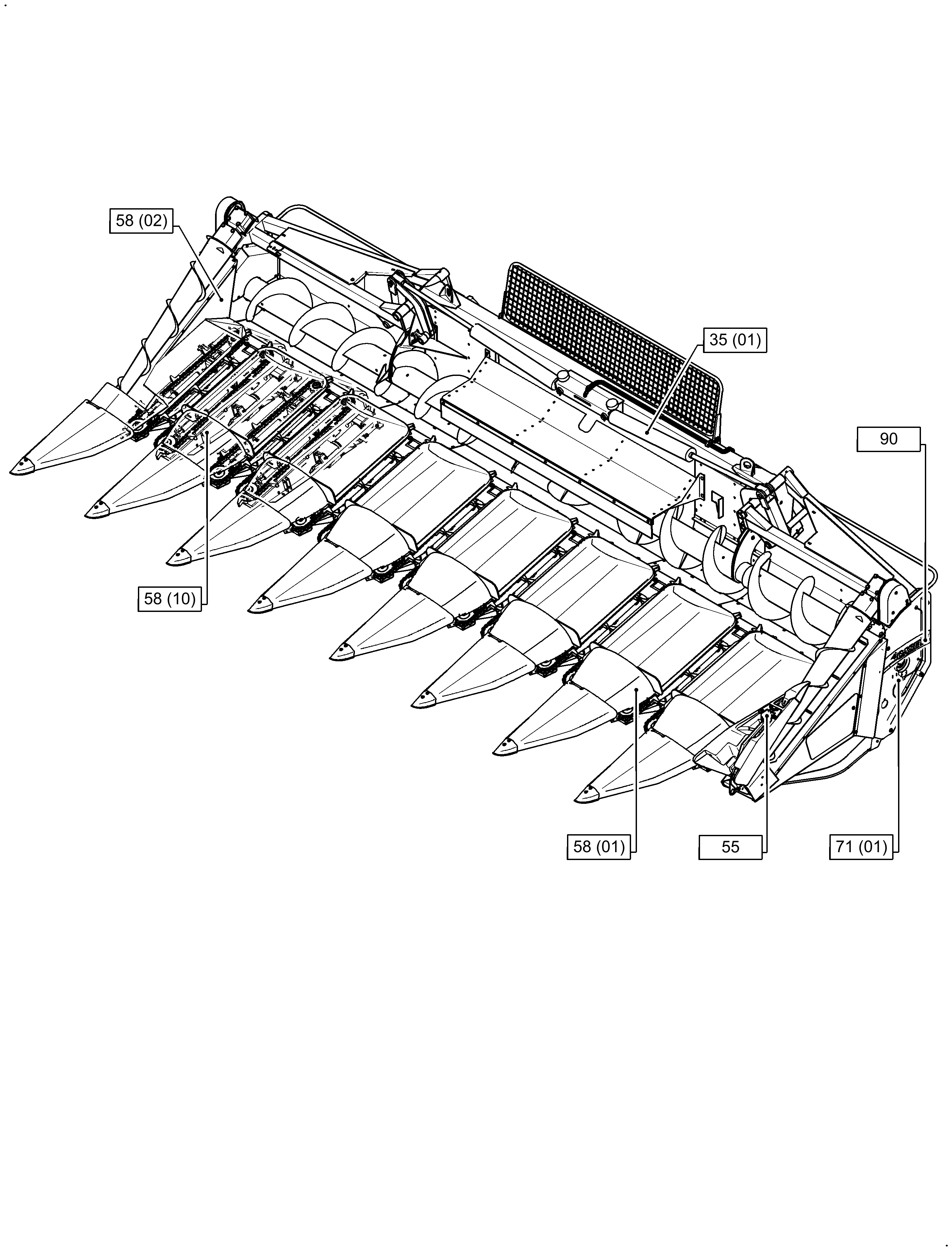 Case IH 2608XF - COMBINE CORN HEADER(11/06 - 12/14) Parts Diagrams