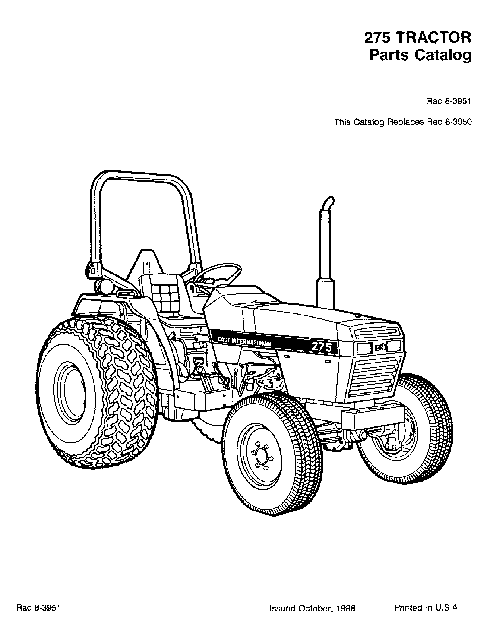 Case IH 275 - CASE IH TRACTOR(01/86 - 12/88) Parts Diagrams